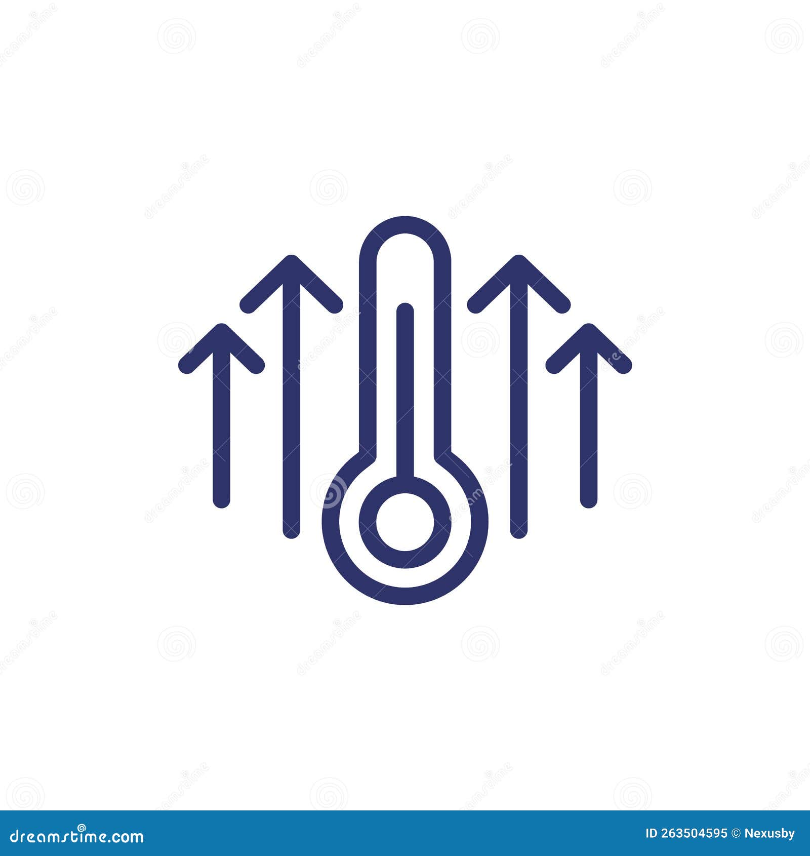 Rising Temperature Line Icon on White Stock Vector - Illustration of ...