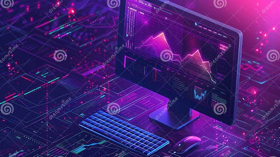 Rising Trends on Computer Graphs - a Computer Screen Displaying Line ...