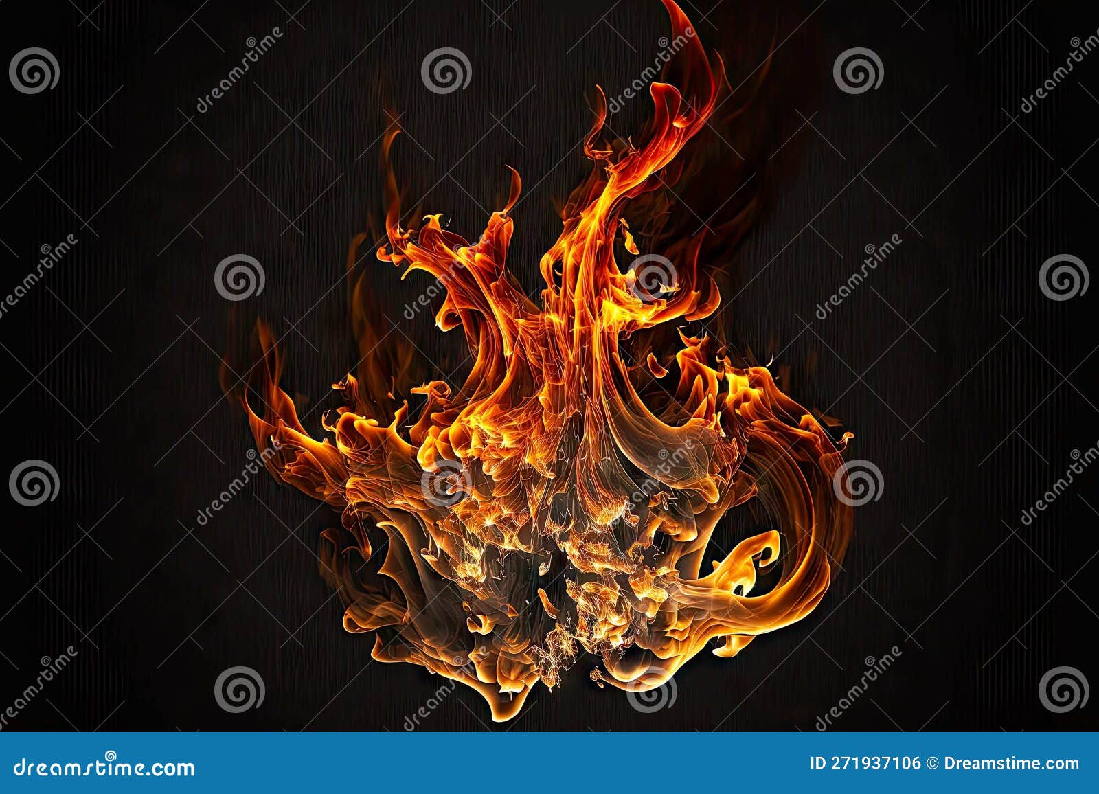 Rising Up Blaze Fire Flame on Black Background Stock Illustration ...