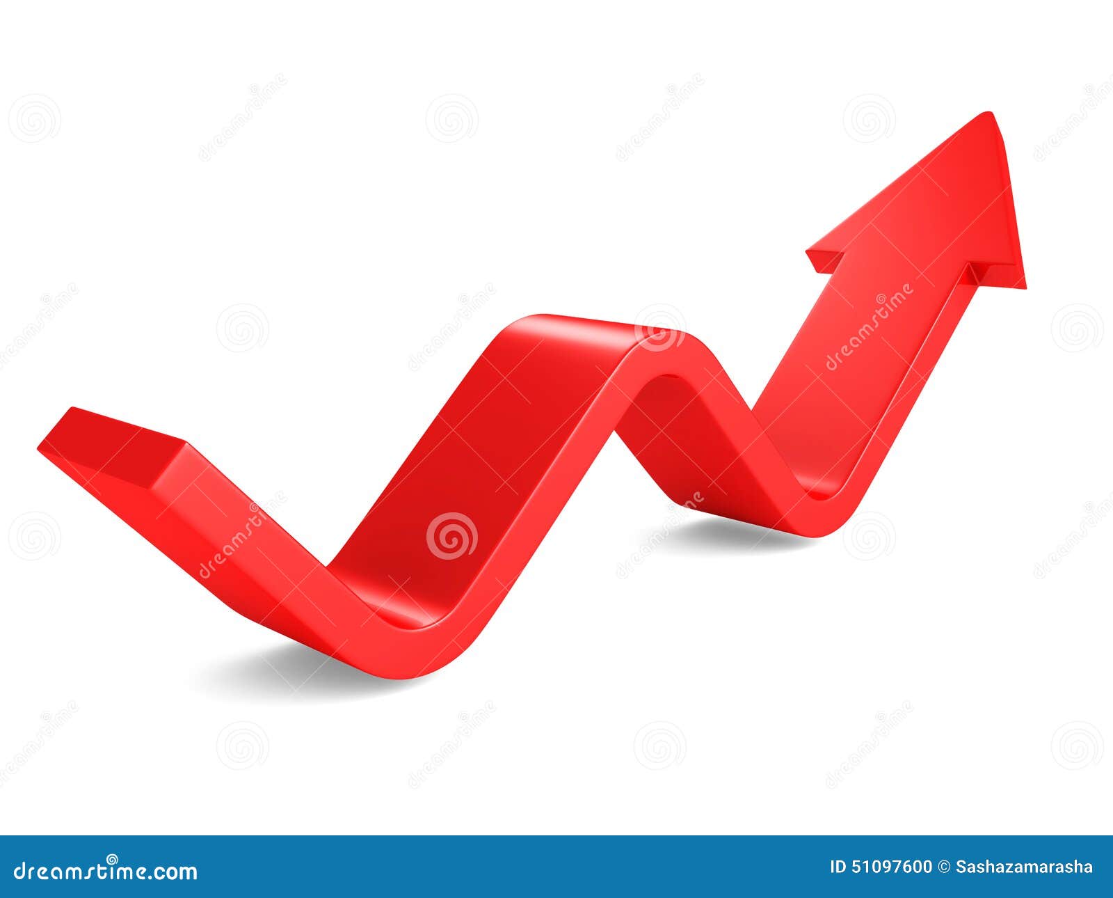 Rising Up Red Wave Arrow on White Background. Success Concept Stock ...