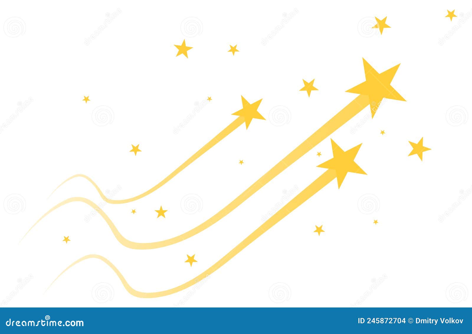 Rising Wave of Stars, a Set of Golden Stars in the Form of a Wave ...
