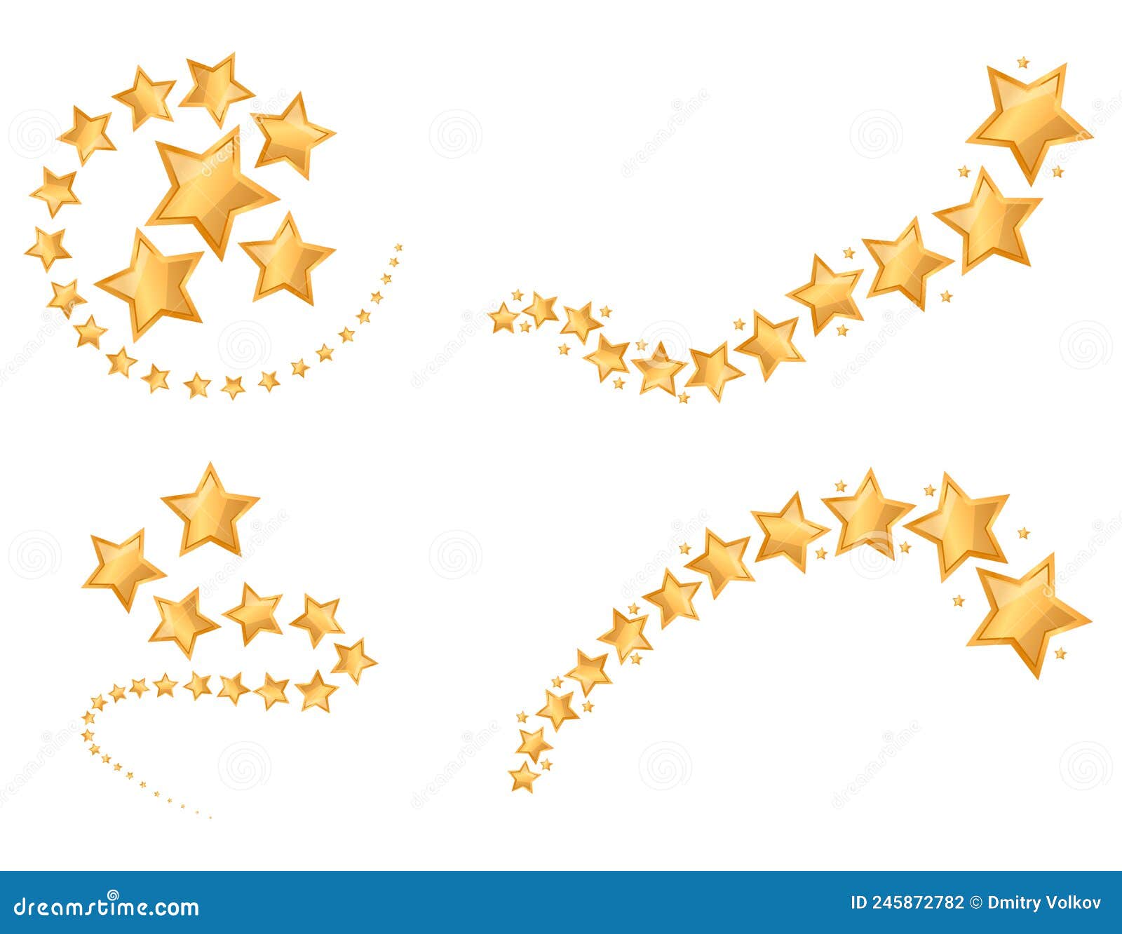 Rising Wave of Stars, a Set of Golden Stars in the Form of a Wave ...