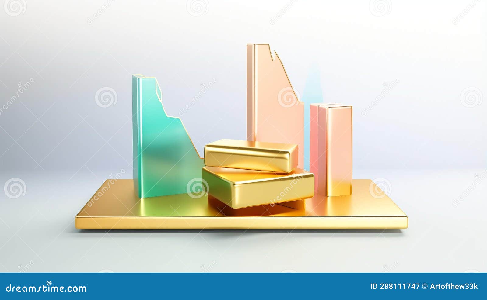 Rising Wealth: Vector Illustration of Gold Bars and Green Graph Arrow ...
