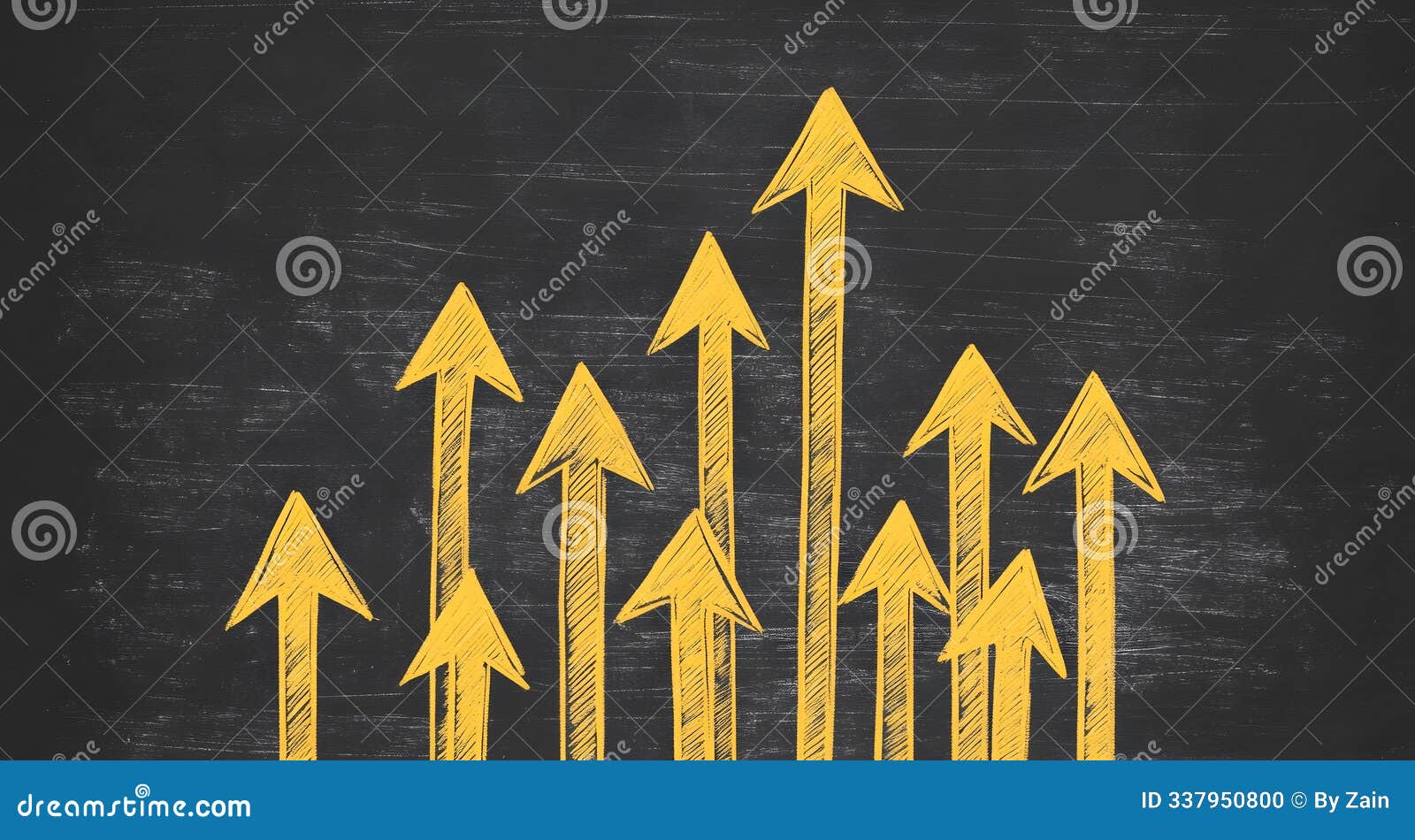 Rising Yellow Arrows on Chalkboard Background, Concept of Growth and ...