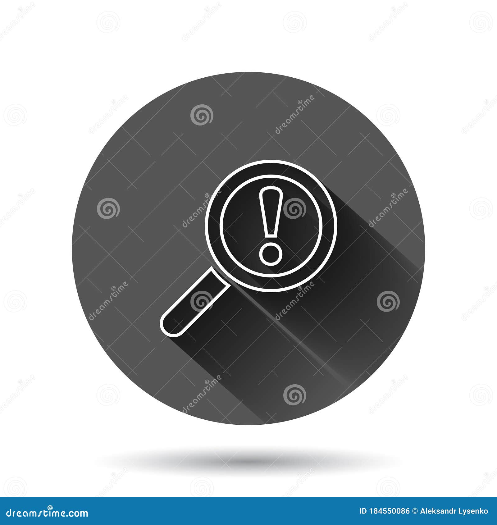 Risk Analysis Icon in Flat Style. Exclamation Magnifier Vector ...