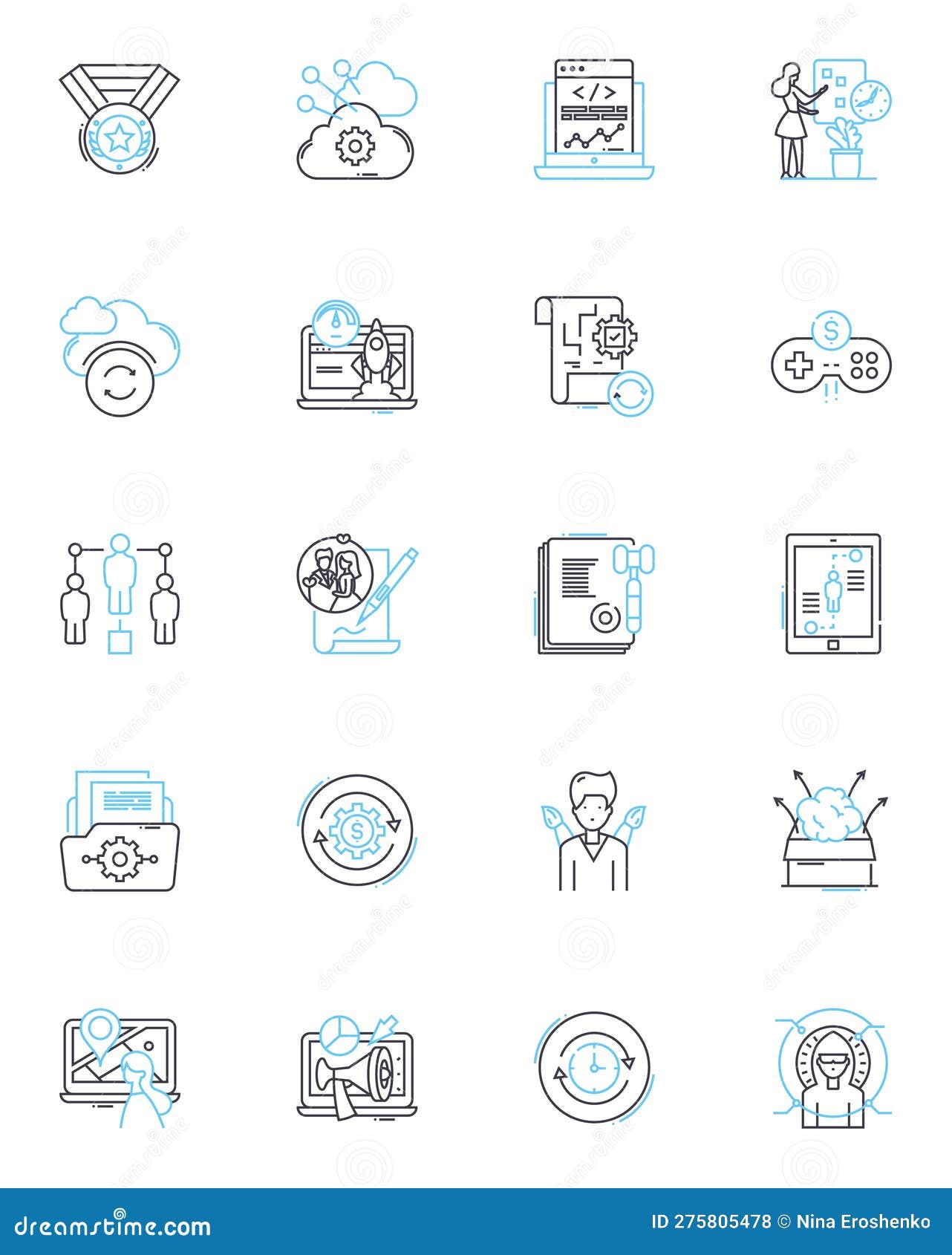 Risk Analysis Linear Icons Set. Probability, Uncertainty, Threat ...