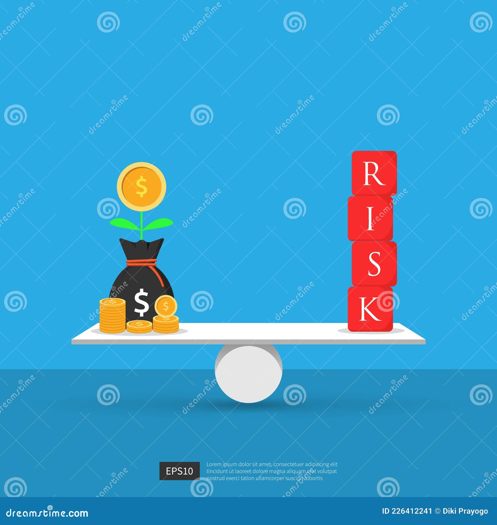 Risk Analysis and Management Concept. Dollar and Risk on Basic Balance ...