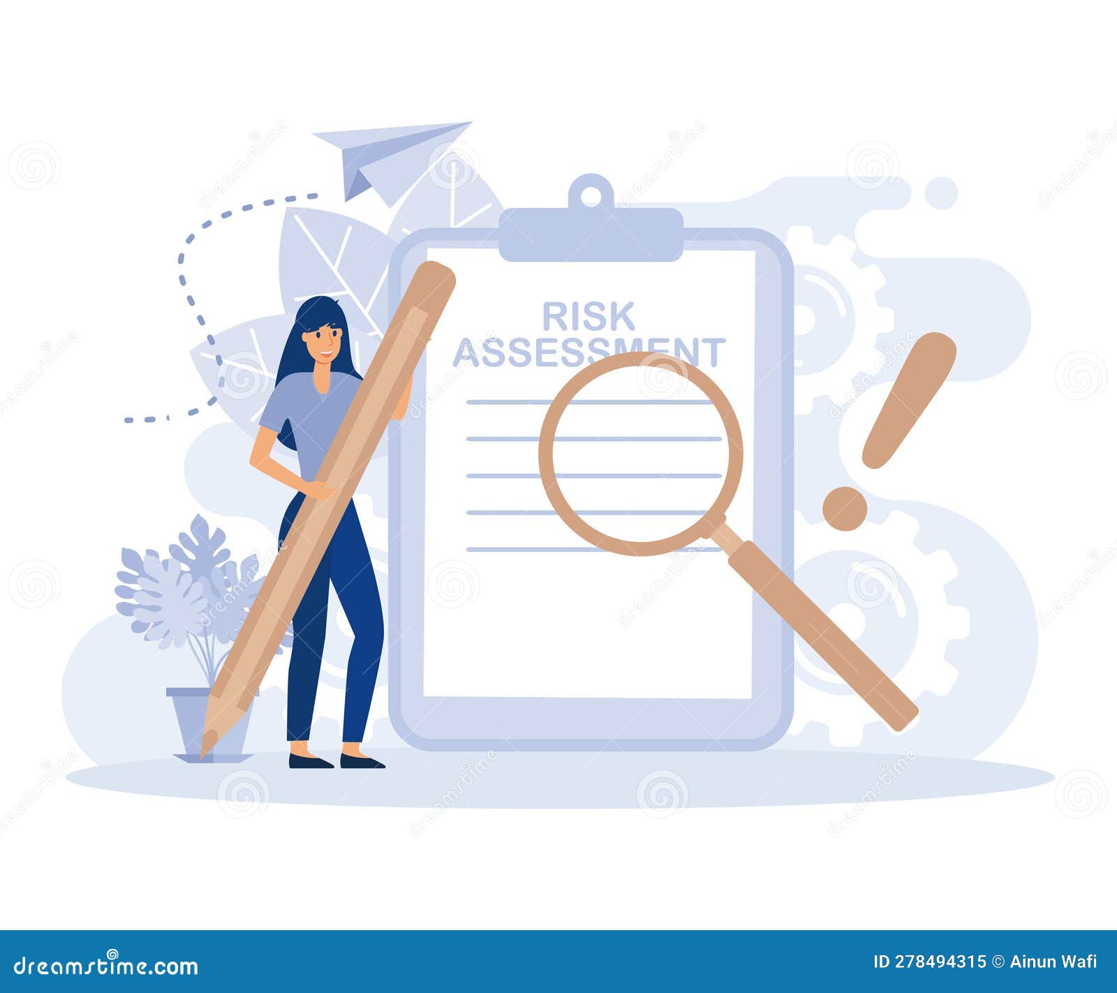 Risk Assessment Concept with Form and Magnifier, Stock Vector ...