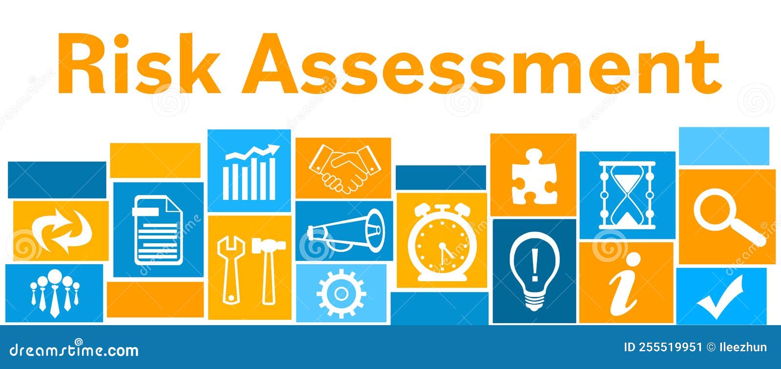 Risk Assessment Blue Orange Business Symbols Grid Top Text Stock ... Risk Assessment Blue Orange Business Symbols Grid Top Text Stock ...
