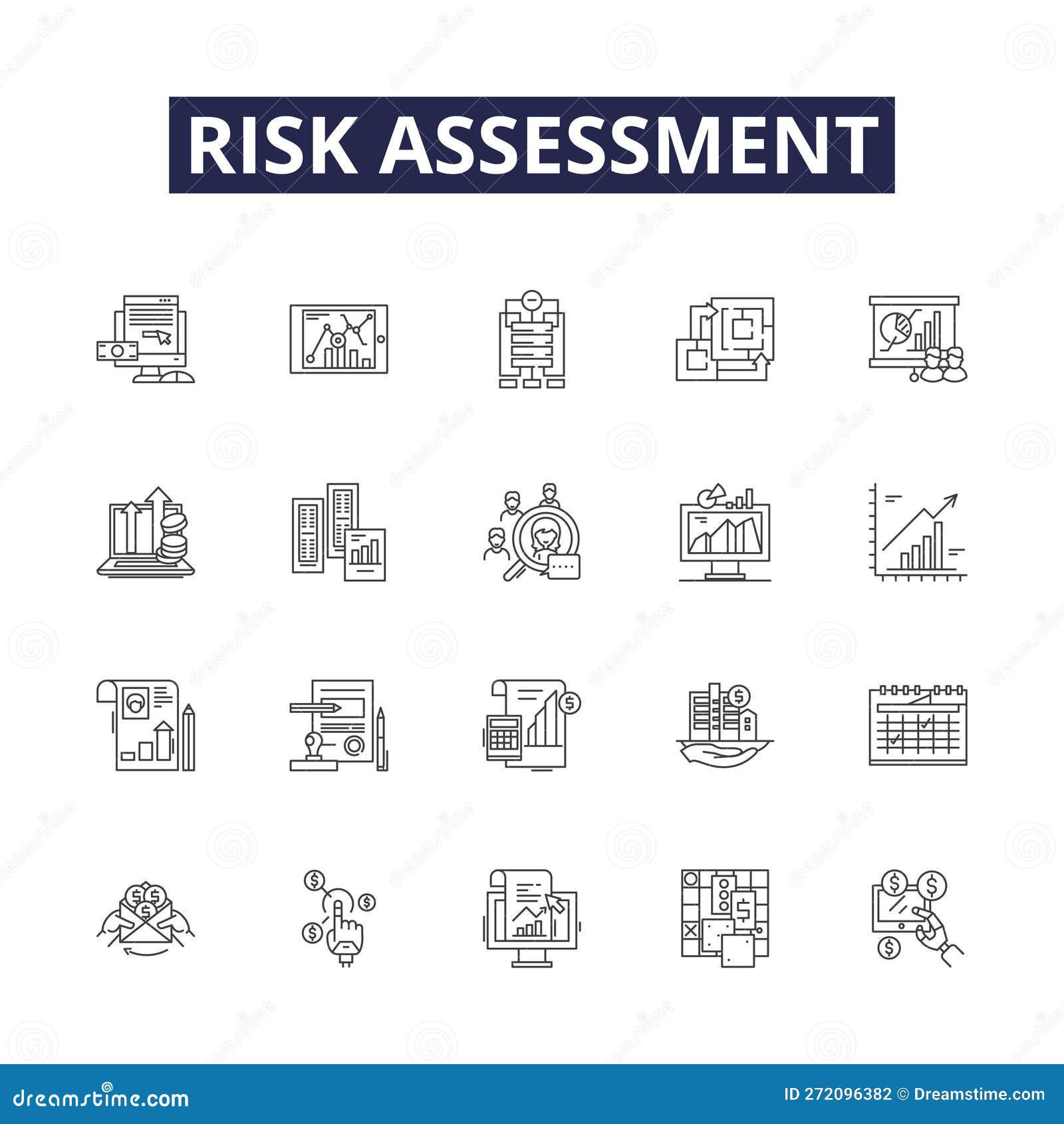 Risk Assessment Line Vector Icons And Signs. Assessment, Analysis ... Risk Assessment Line Vector Icons And Signs. Assessment, Analysis ...