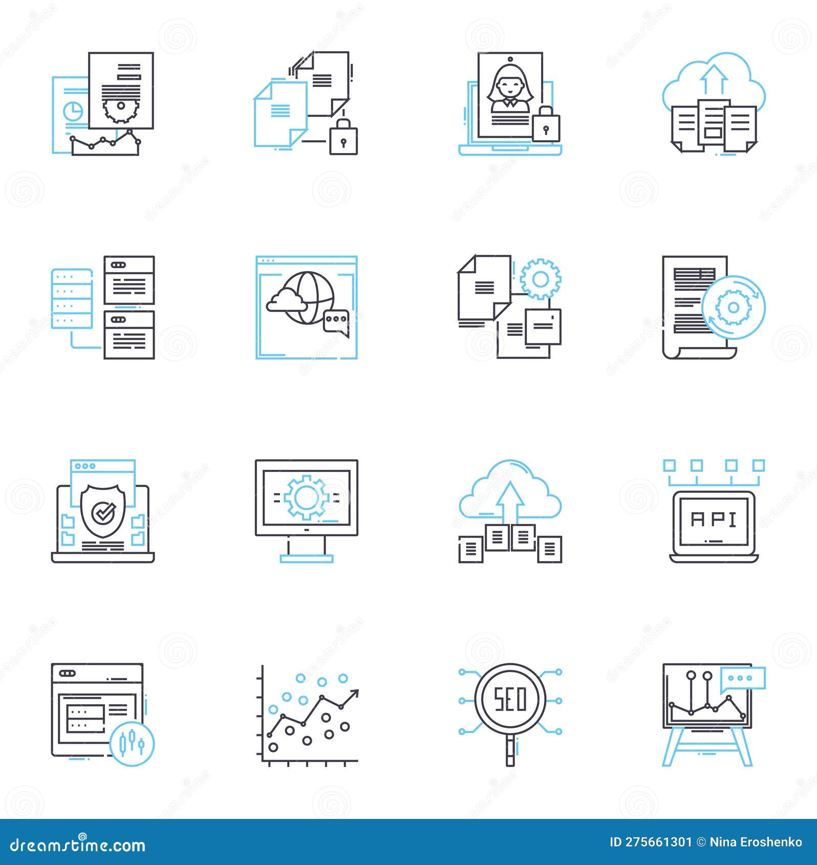 Risk Assessment Linear Icons Set. Probability, Threat, Hazard ...