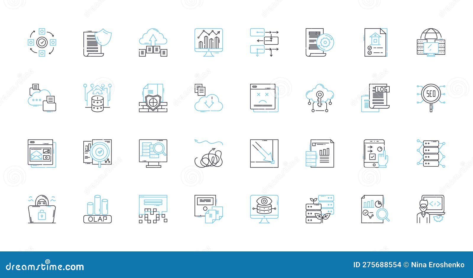 Risk Assessment Linear Icons Set. Probability, Threat, Hazard ...