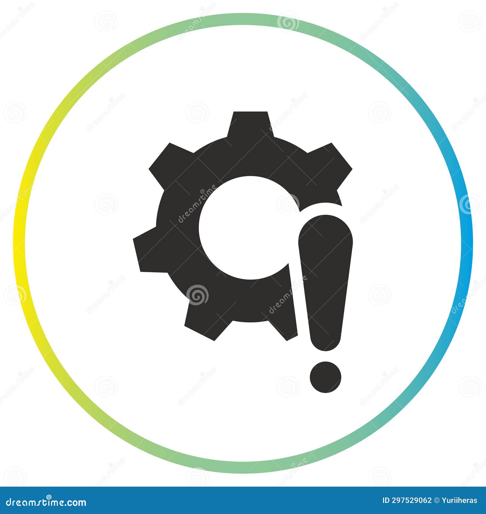 Risk Attention Work Icon, Mechanism Failure, Broken Gear, Flat Symbol ...