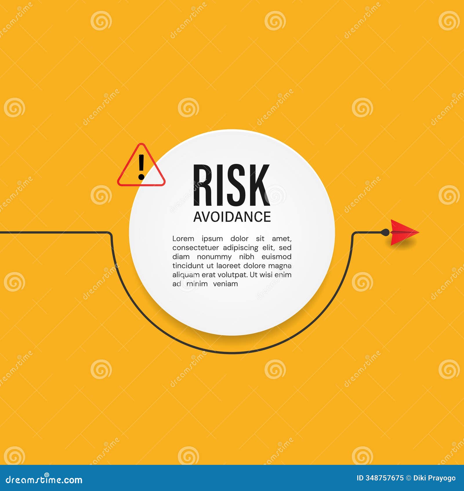 Risk Avoidance Concept with Paper Plane Symbol Isolated with Yellow ...