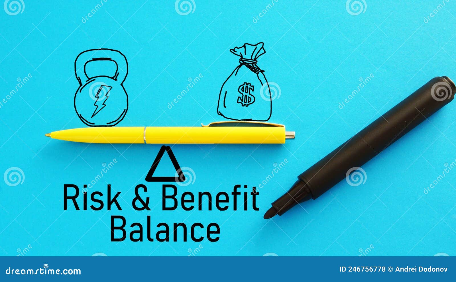Risk and Benefit Balance is Shown Using the Text Stock Photo - Image of ...