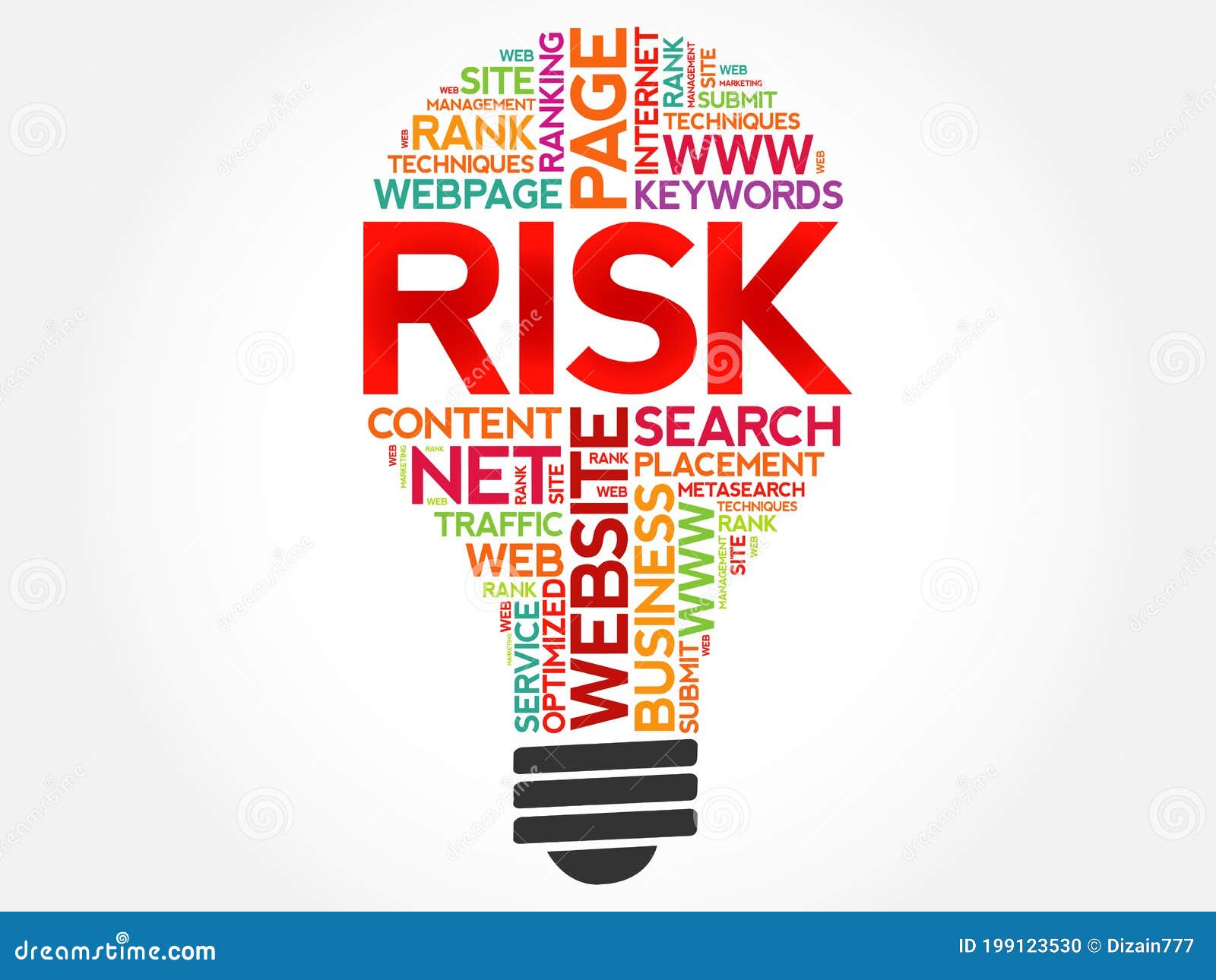 RISK Bulb Word Cloud Collage Stock Illustration - Illustration of harm ...