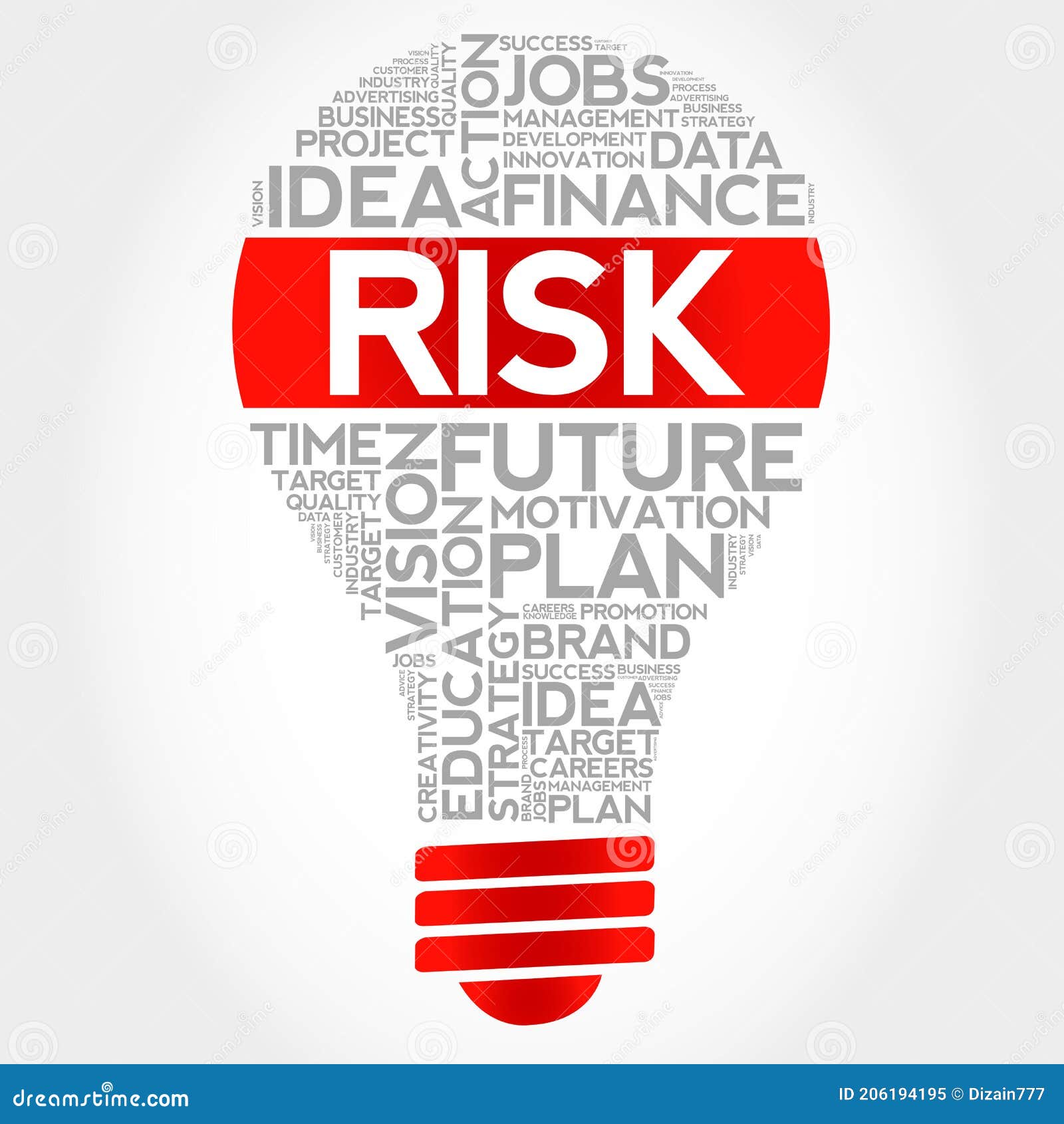 RISK bulb word cloud stock illustration. Illustration of knowledge ...