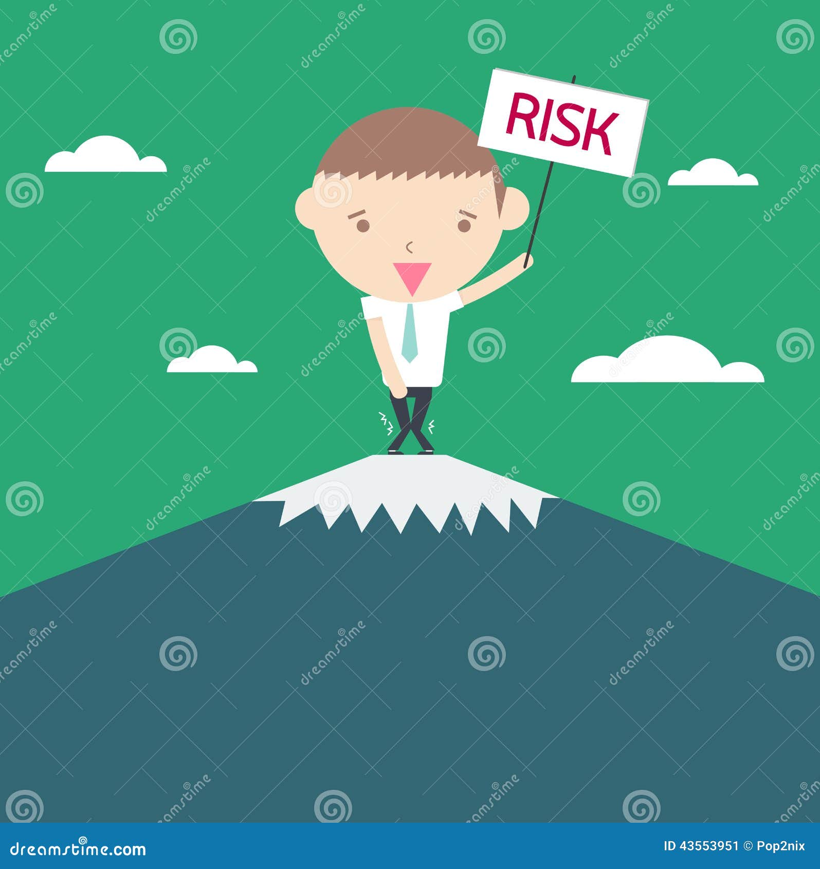 Risk Business Concept. Cartoon Drawing on Green Background Stock Vector ...