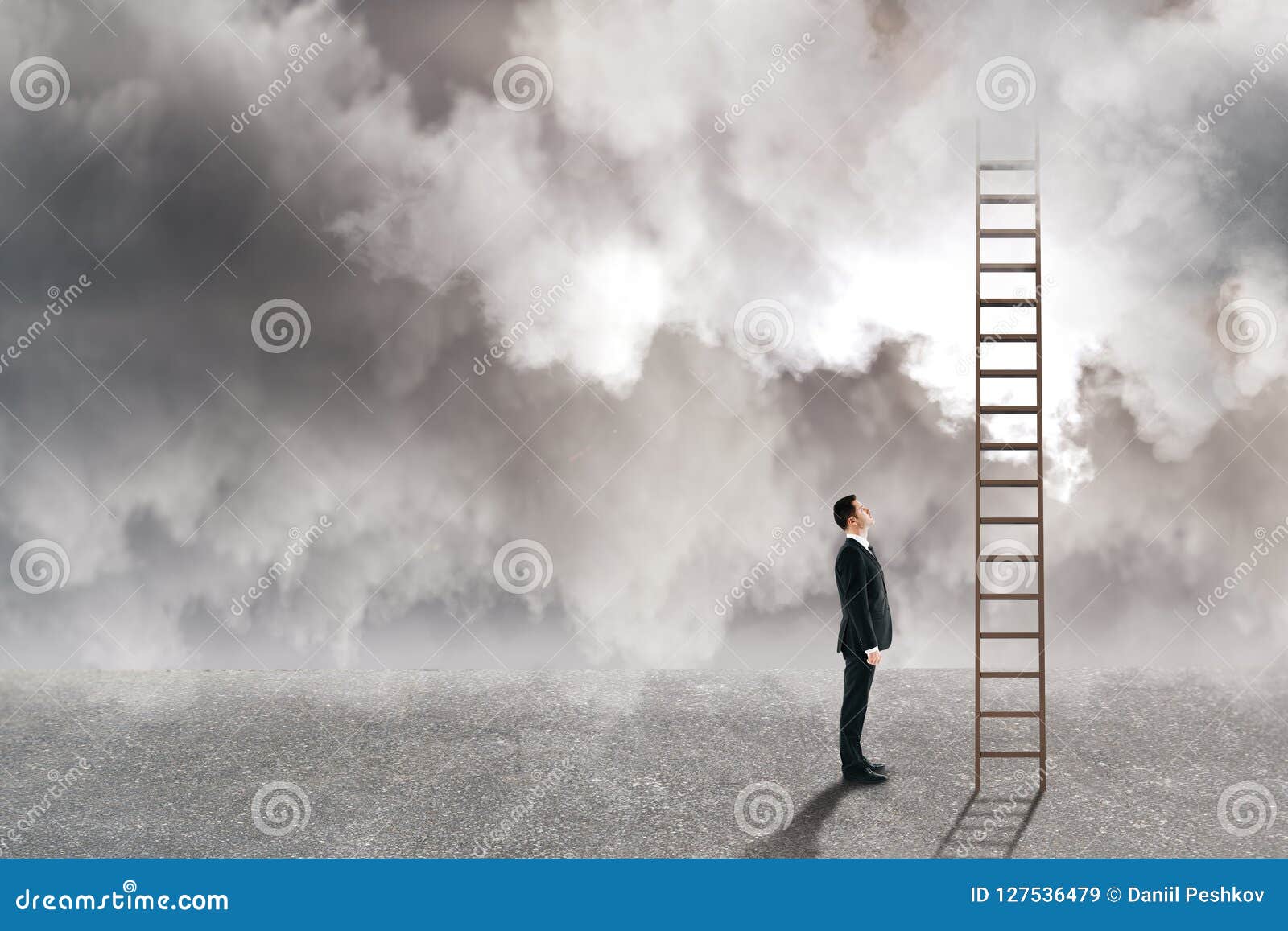 Challenge, Risk, Concentration And Bravery Concept. Silhouette A Man ...