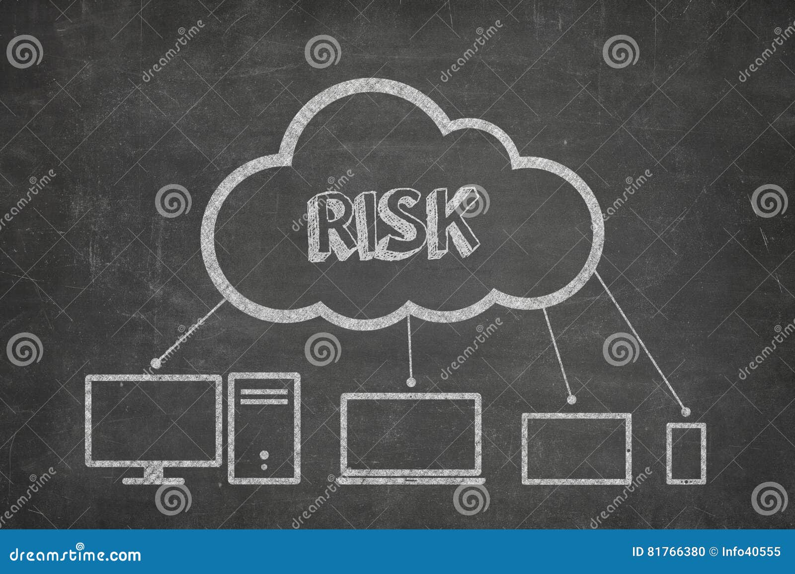 Risk concept on blackboard stock photo. Image of laptop - 81766380