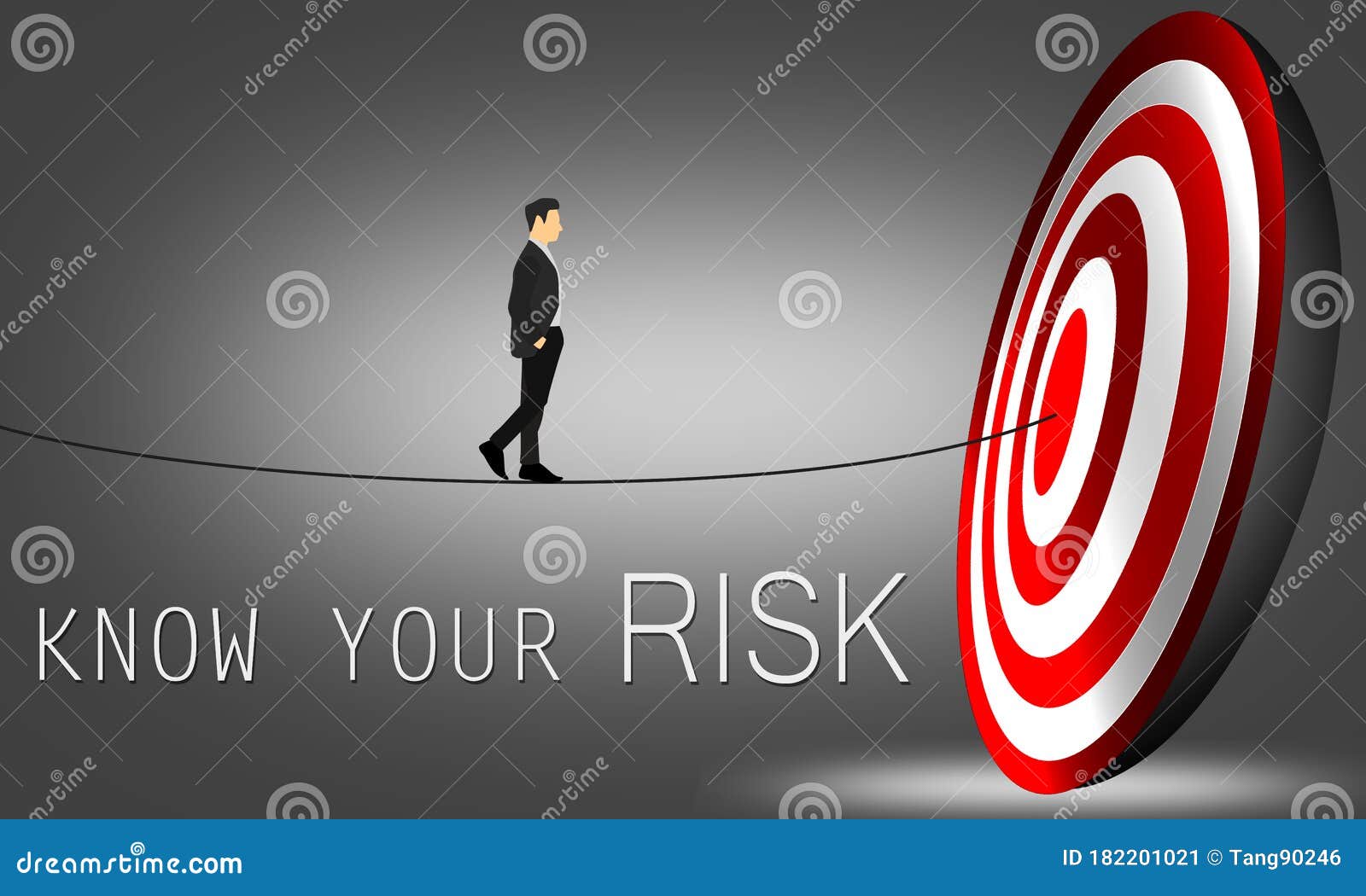 Risk Concept. Businessman Walk Toward Archery Target Stock Illustration ...