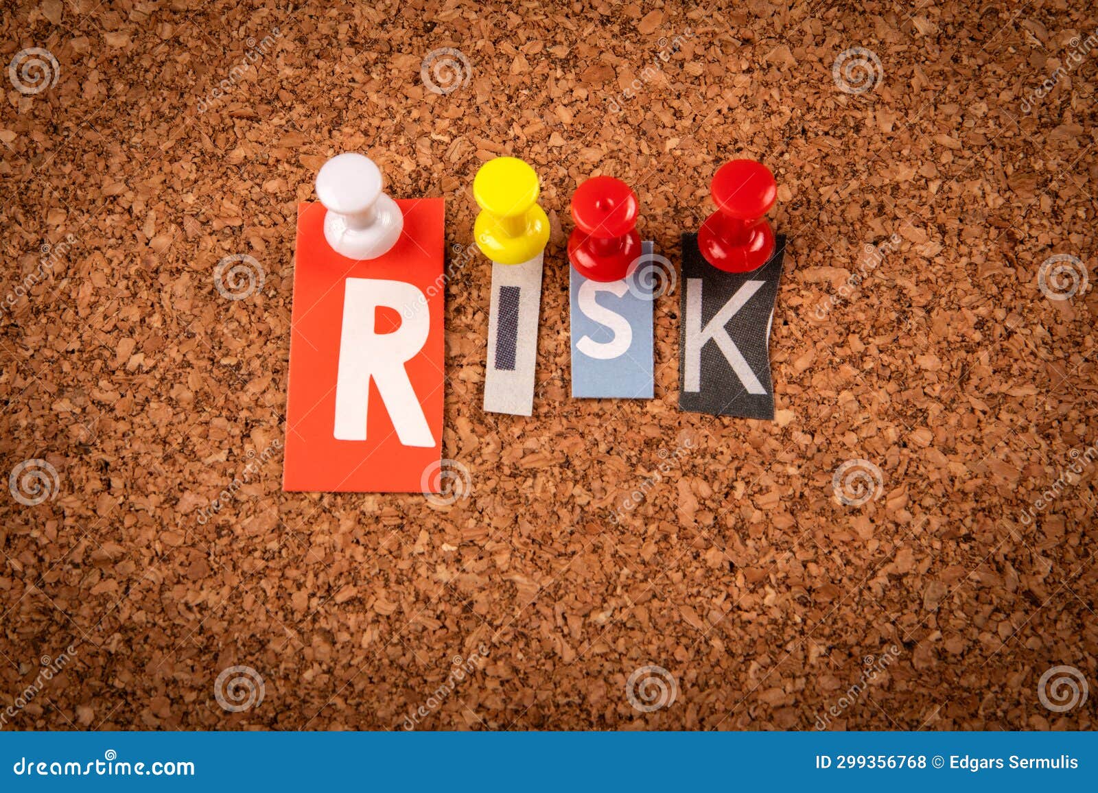 RISK Concept. Letters Pinned To a Cork Notice Board Stock Photo - Image ...