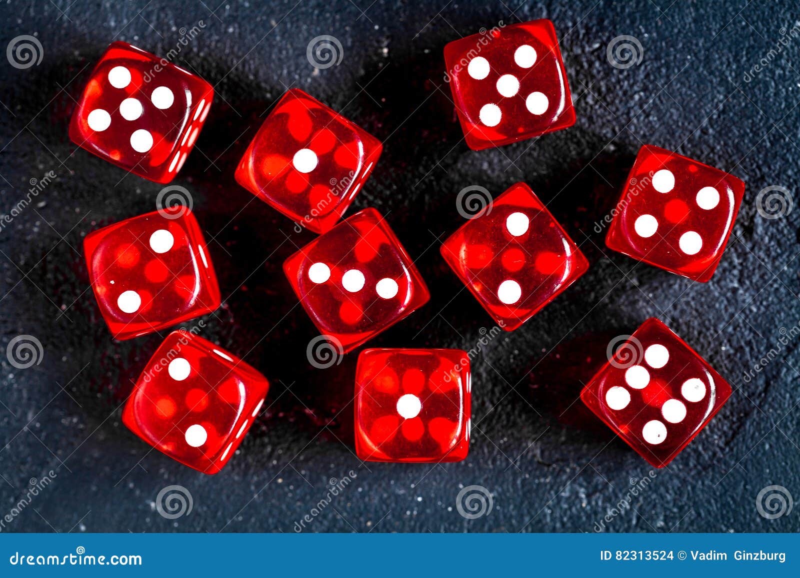 Risk Concept Playing Dice at Dark Background Top View Stock Photo ...