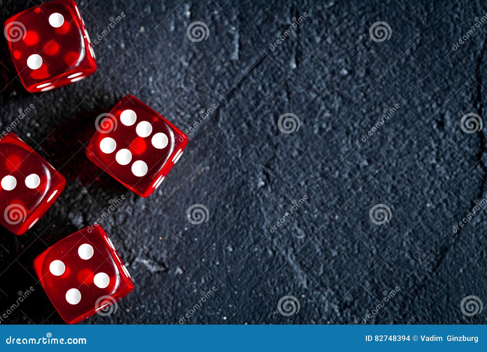 Risk Concept Playing Dice at Dark Background Top View Stock Photo ...