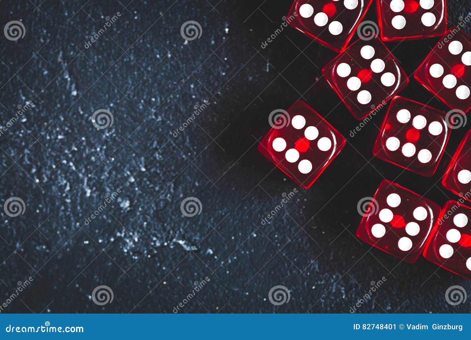 Risk Concept Playing Dice at Dark Background Top View Stock Image ...
