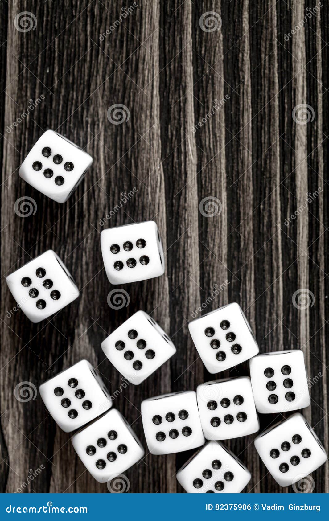 Risk Concept Playing Dice at Dark Wooden Background Top View Stock ...