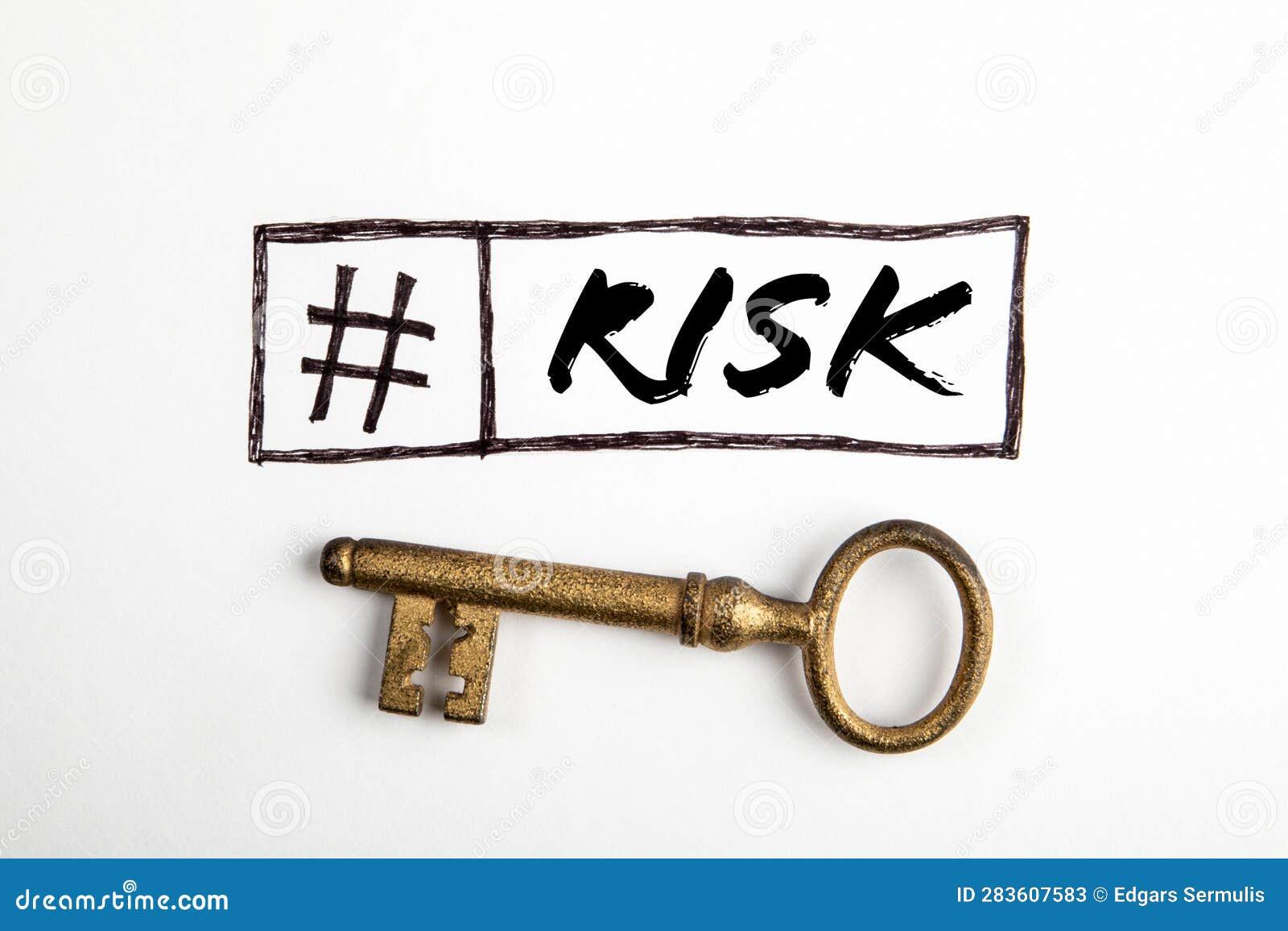Risk Concept. Text and a Gilded Key on a White Background Stock Image ...
