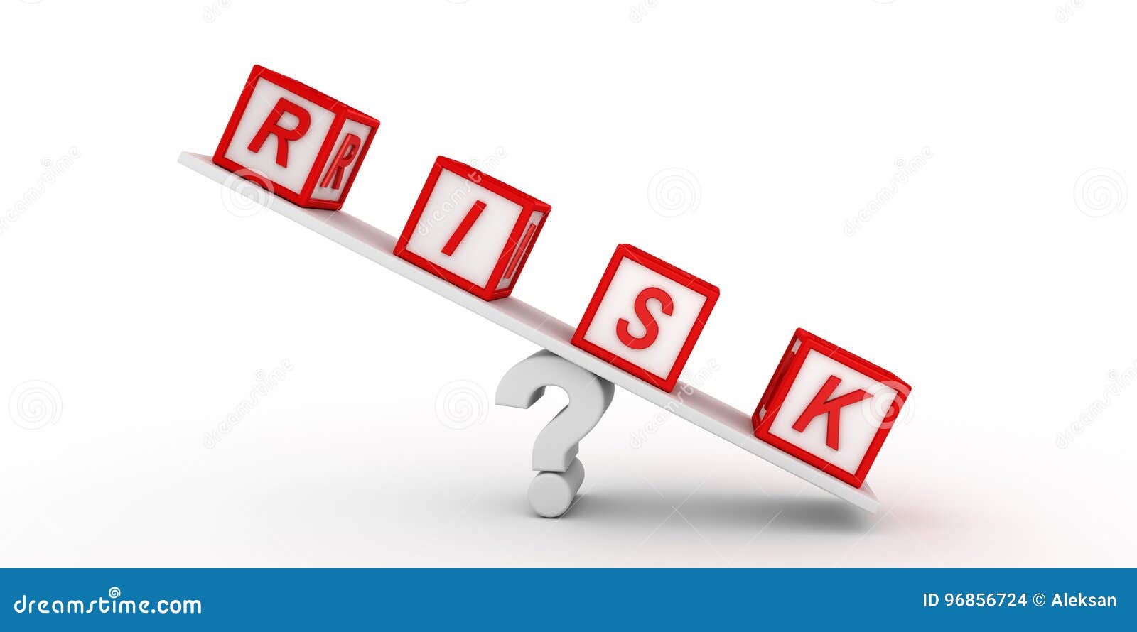 Risk Cubes Balancing on Question. 3D Rendering. Stock Illustration ...