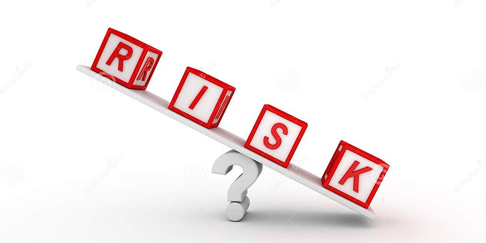 Risk Cubes Balancing on Question. 3D Rendering. Stock Illustration ...