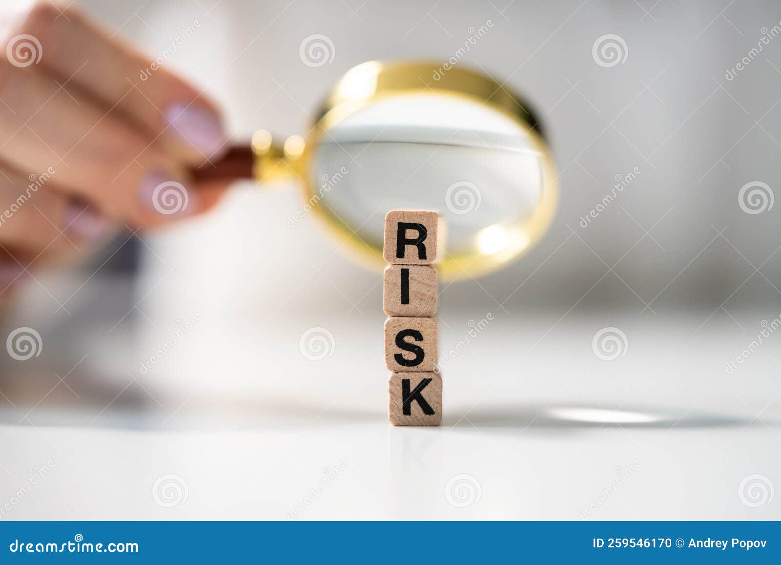 Risk Detection Using Magnifying Glass Stock Photo - Image of message ...