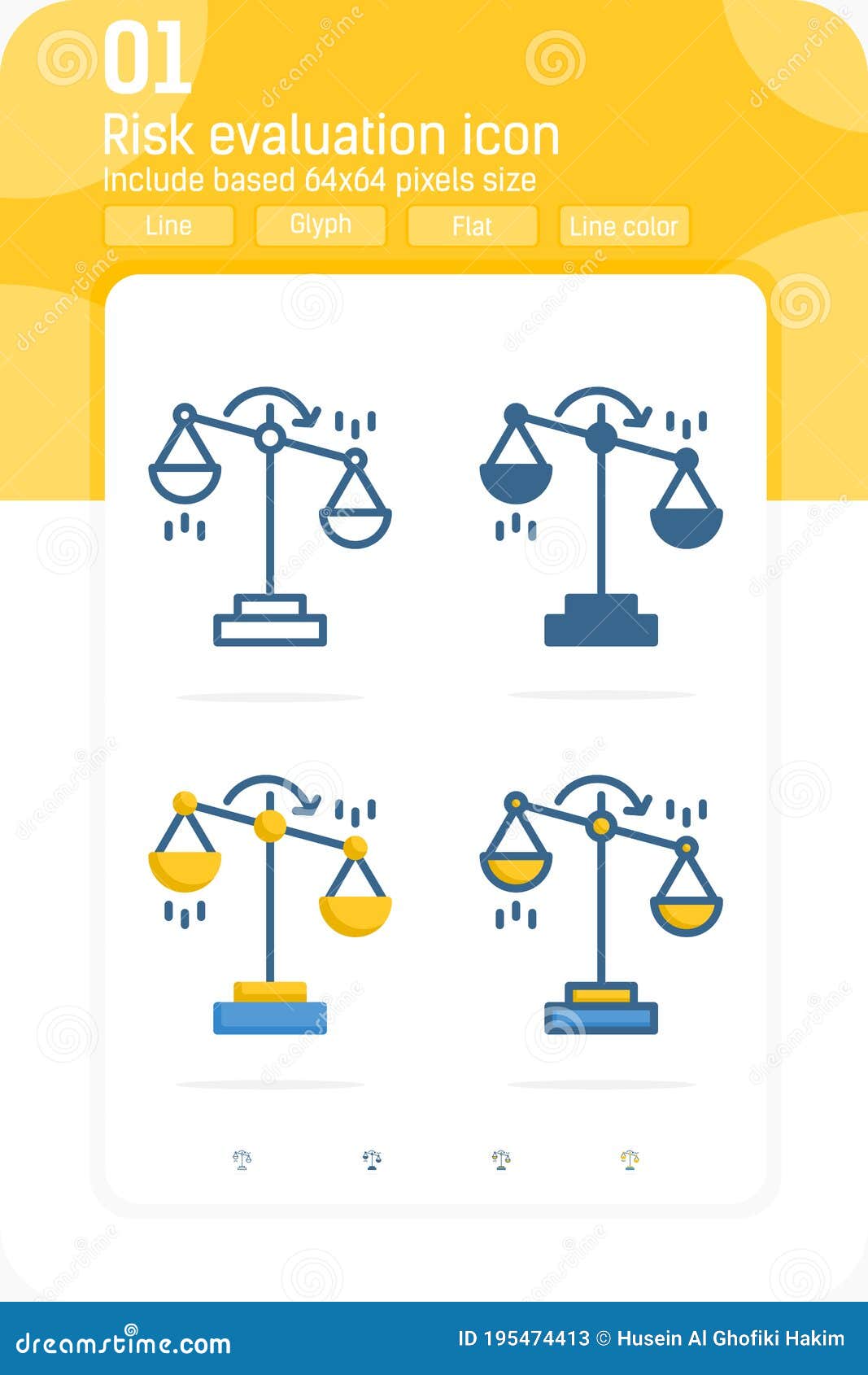 Risk Evaluation Premium Icon with Multiple Style Isolated on White ...