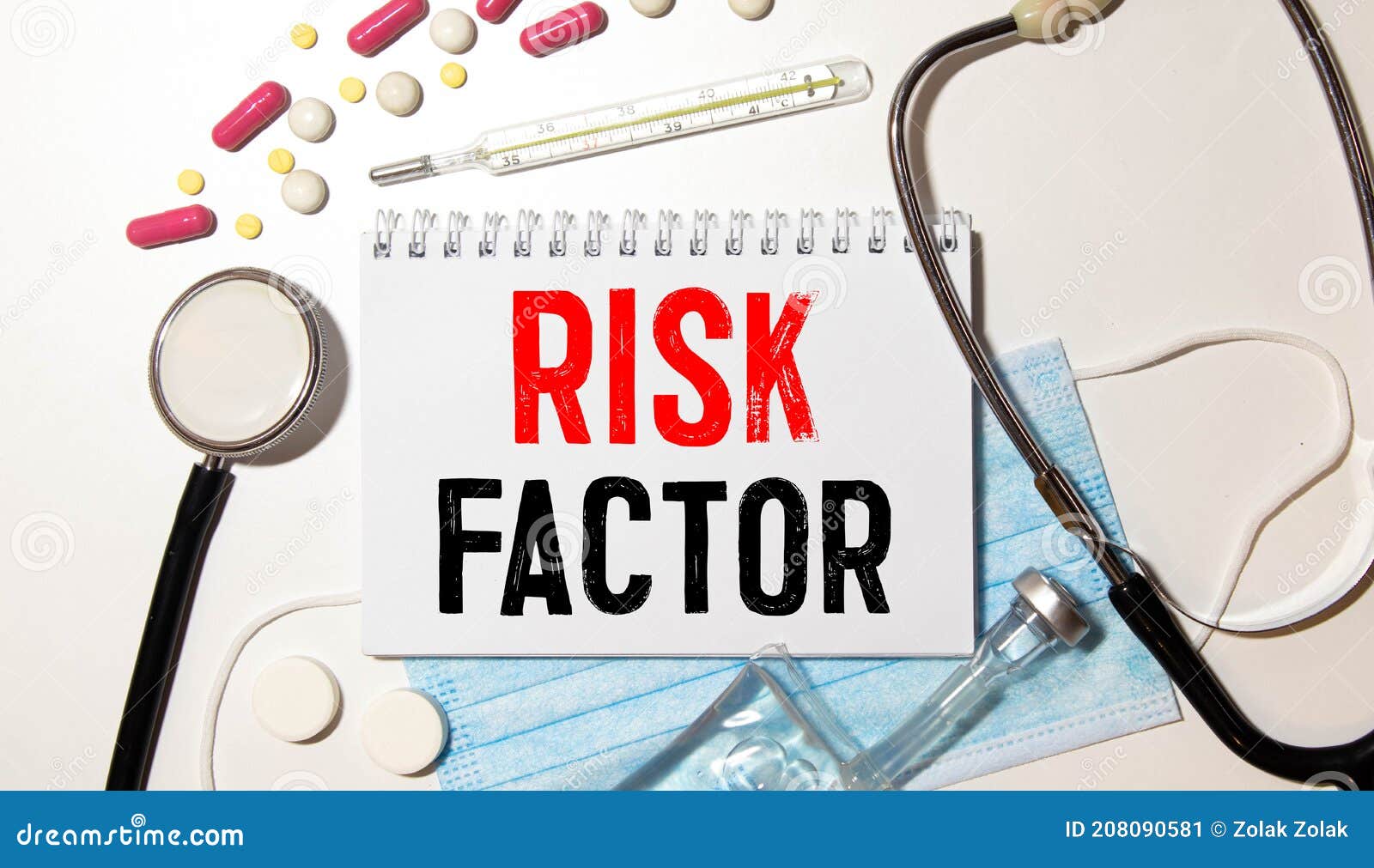 Risk Factor Handwritten on Paper Note with Stethoscope on Wooden Table ...