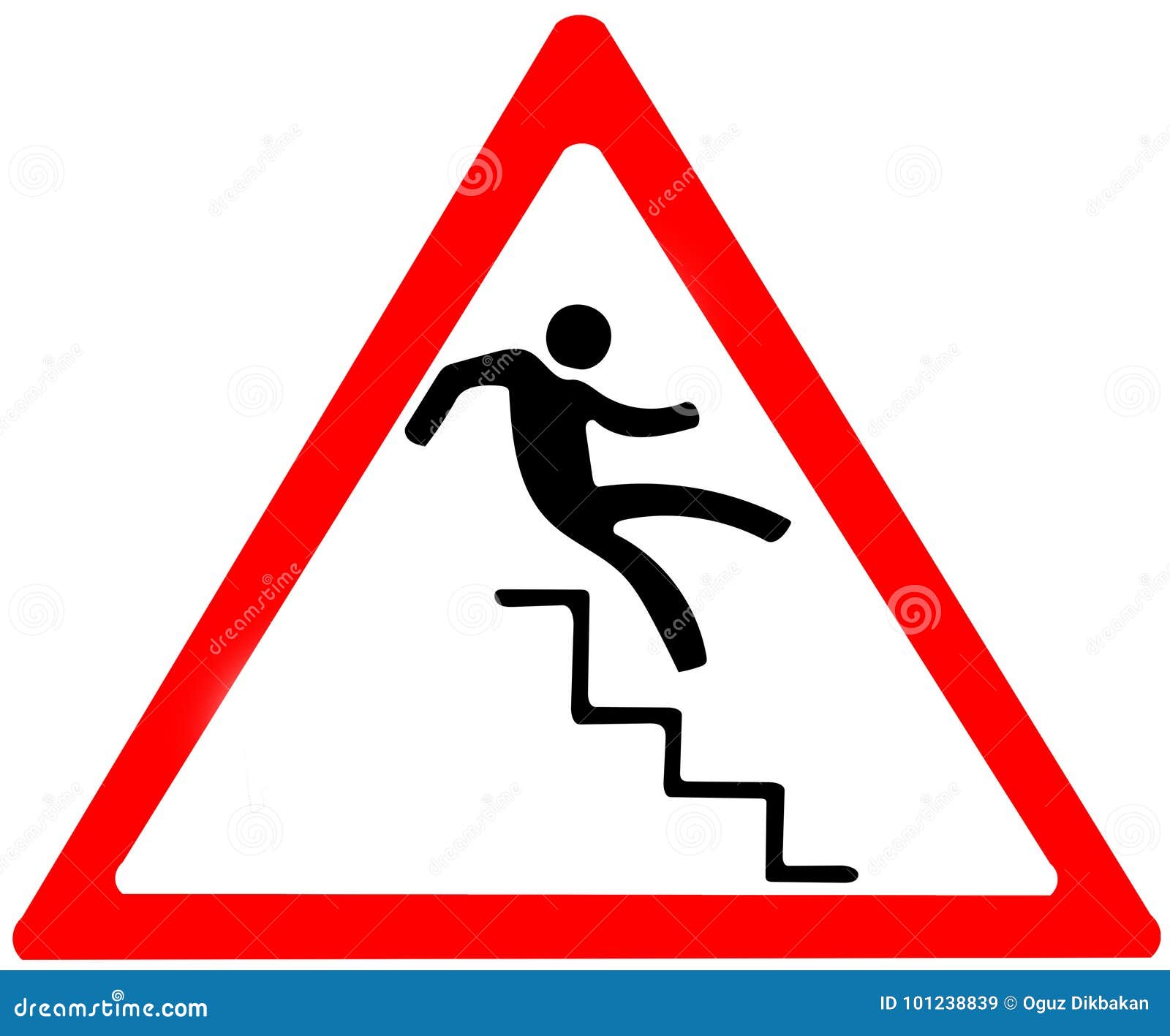 Risk of Falling Warning.Red Triangular Warning Symbol Sign on White ...