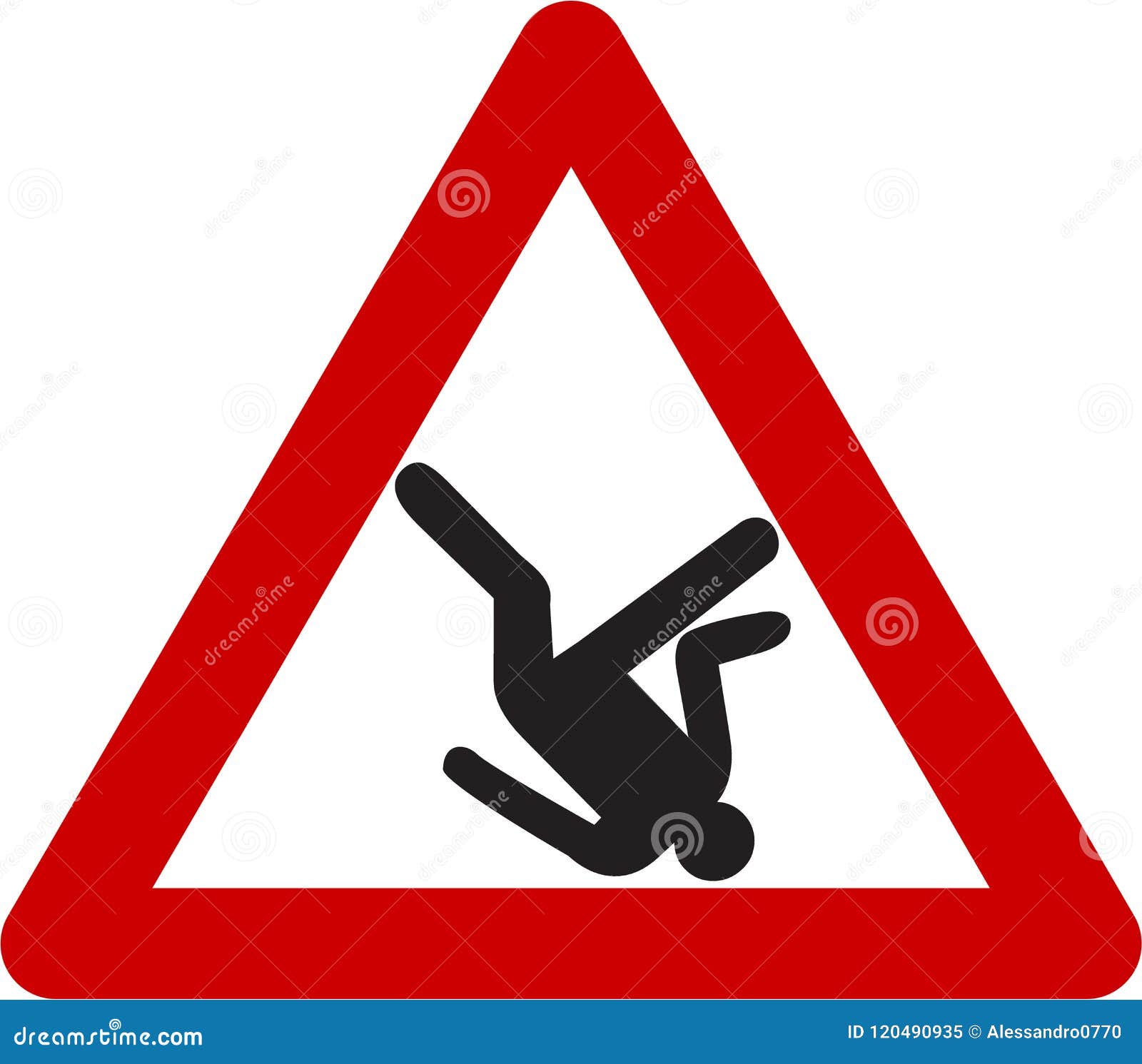 Risk of Falling Warning Sign Stock Illustration - Illustration of ...