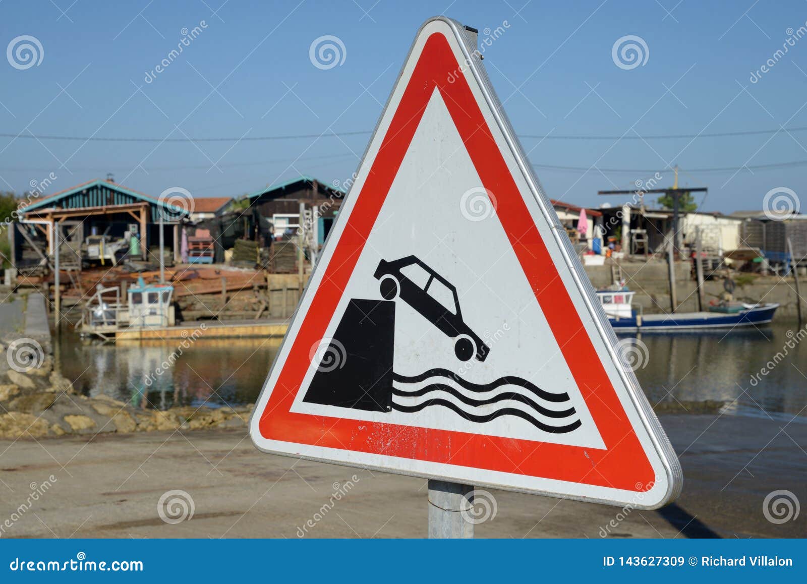 Risk of Falling into the Water by Car Stock Illustration - Illustration ...