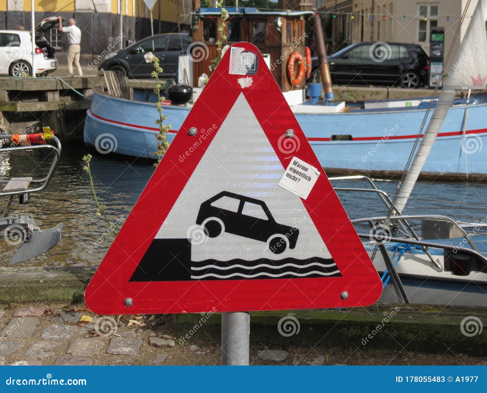 Risk of Falling into Water Sign Editorial Stock Photo - Image of symbol ...