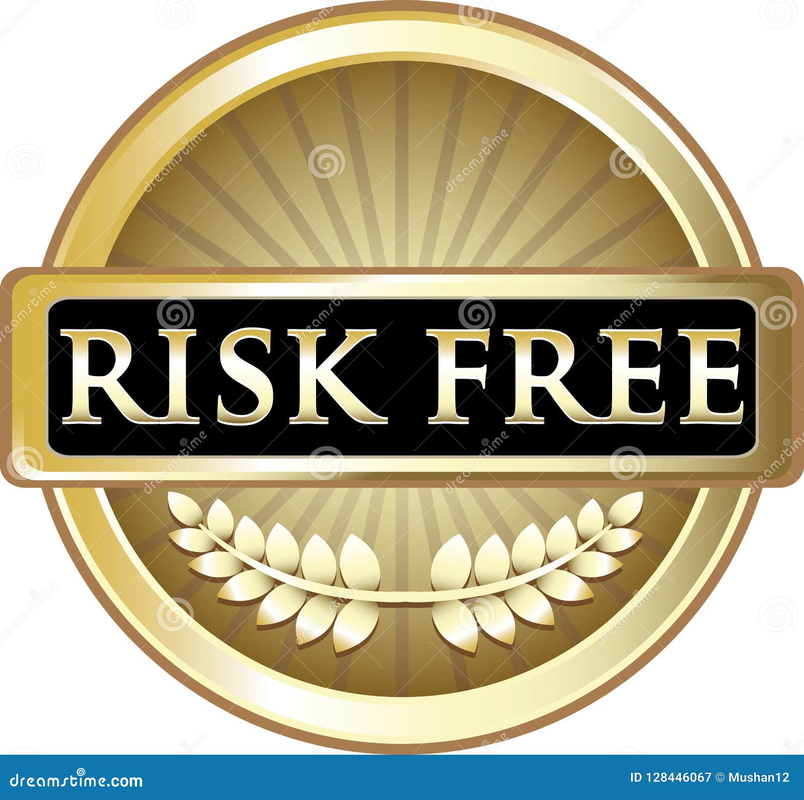 Risk Free Gold Emblem Icon stock vector. Illustration of luxurious ...