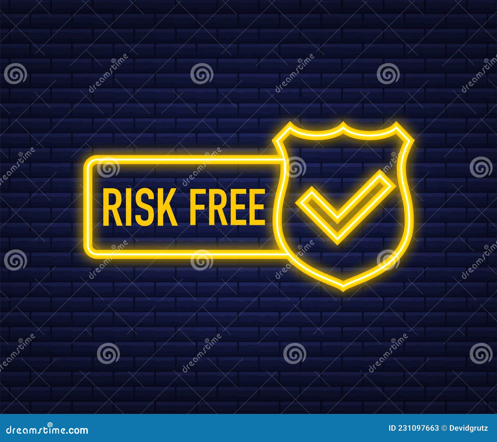 Risk Free, Guarantee Label on Dark Background. Vector Illustration ...