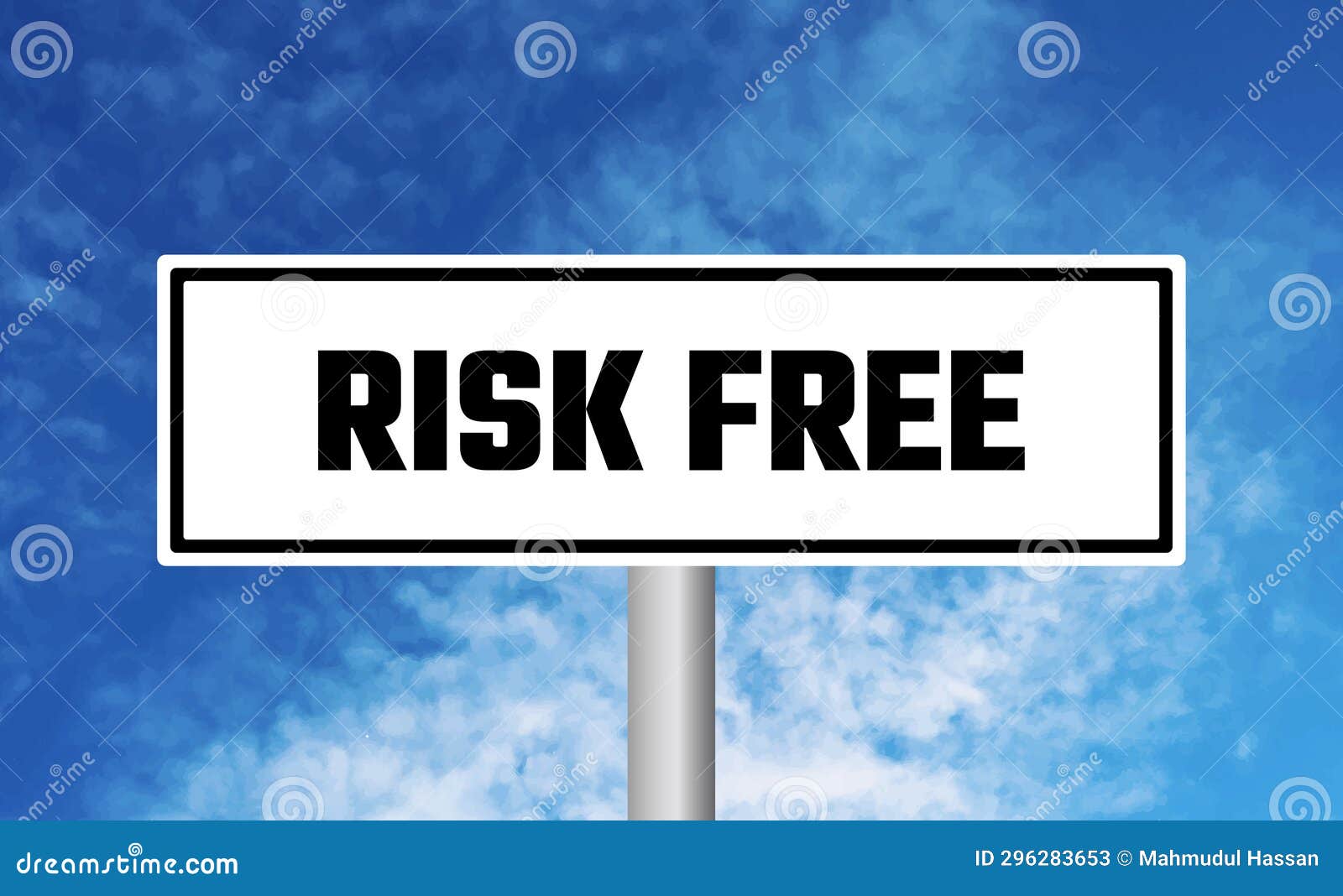 Risk Free Road Sign on Cloudy Sky Background Stock Image - Image of ...