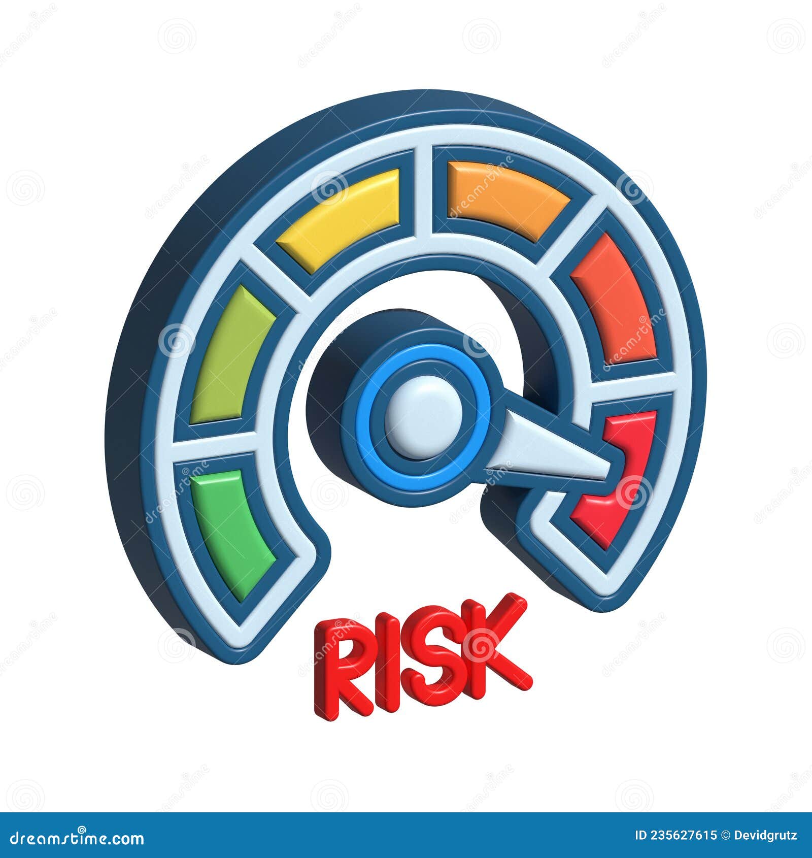 Risk Icon on Speedometer. High Risk Meter. 3D Illustration. Stock ...