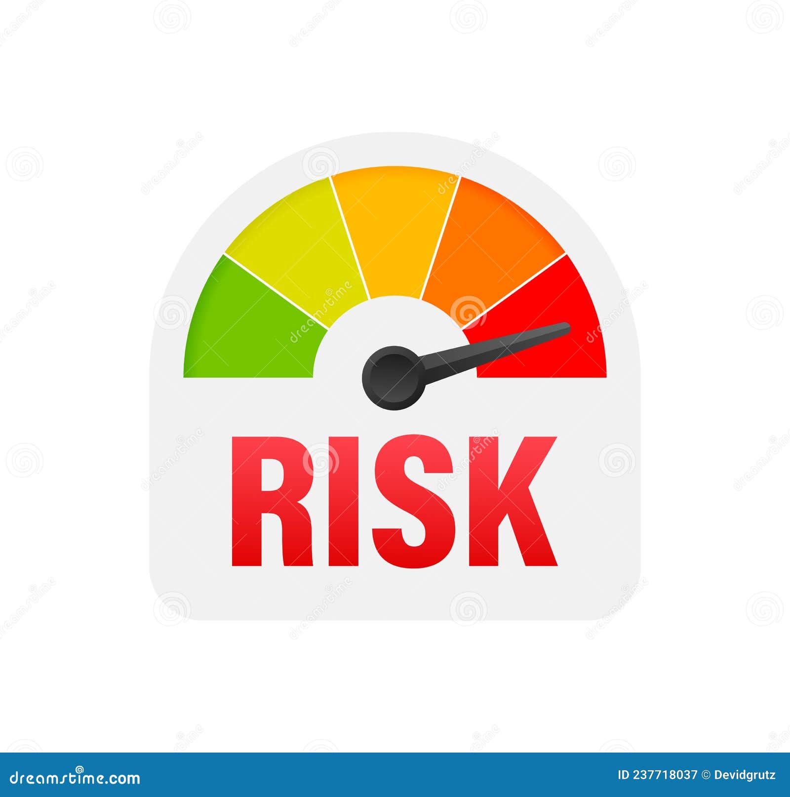 Risk Icon on Speedometer. High Risk Meter. Vector Illustration. Stock ...