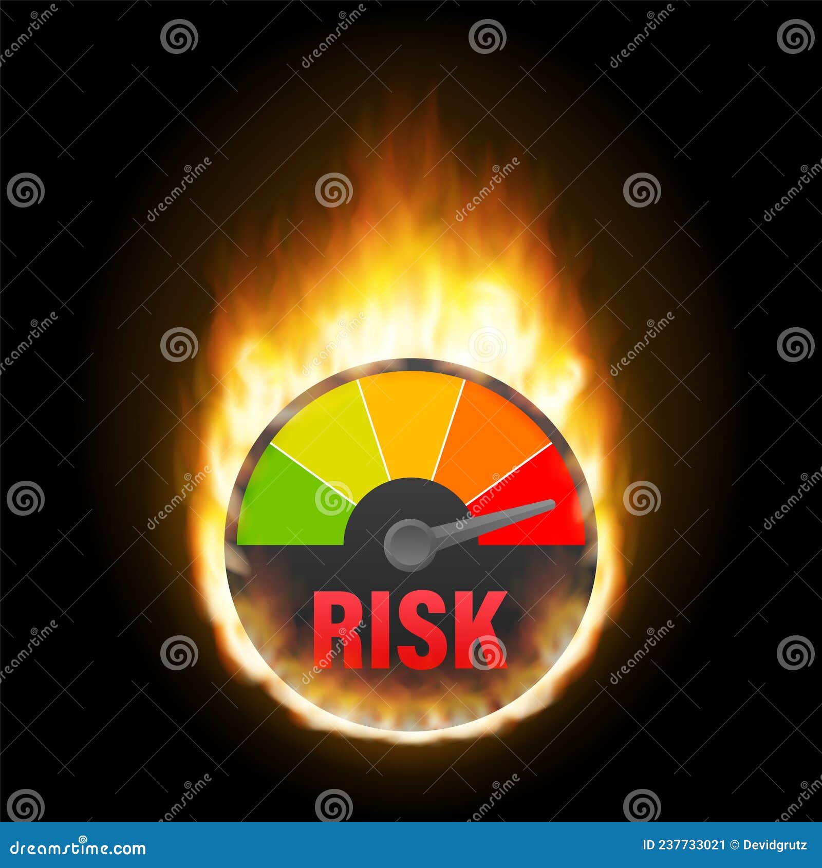 Risk Icon on Speedometer. High Risk Meter. Vector Illustration. Stock ...