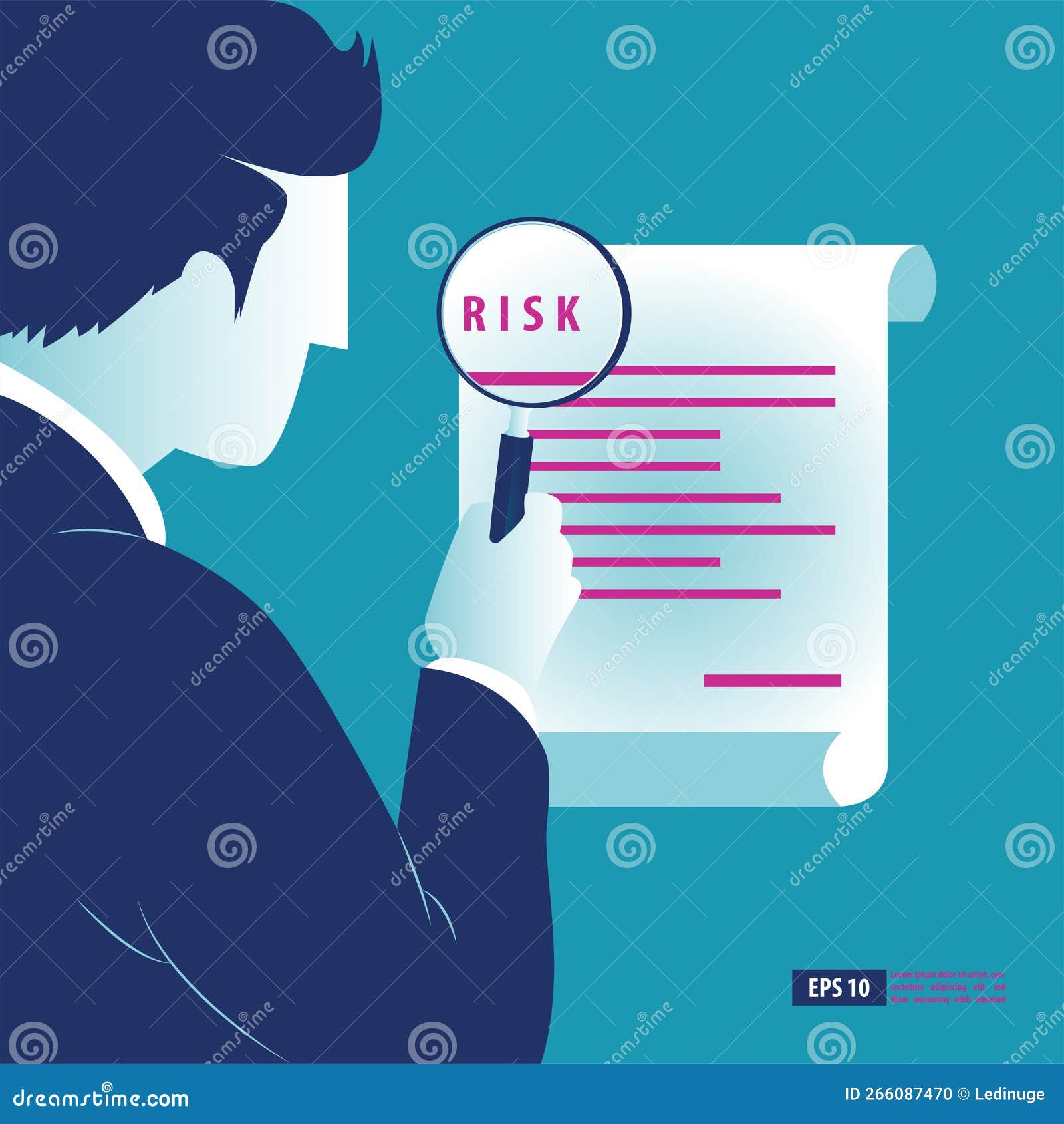Risk Illustration. 5 Steps Of Risk Assessment Icon. Business Background ...