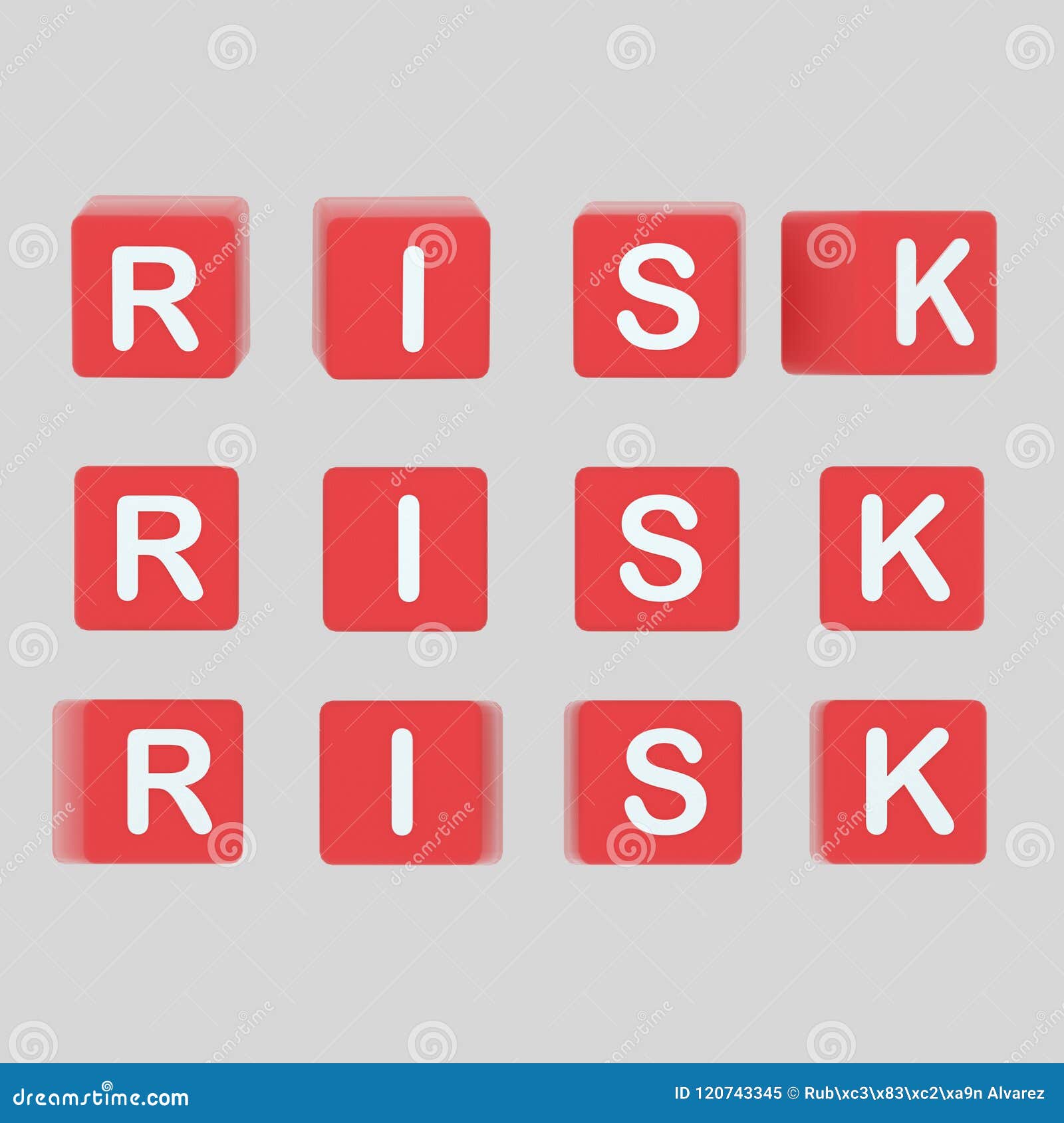 Risk Letters Cubes. 3D Illustration. Stock Illustration - Illustration ...