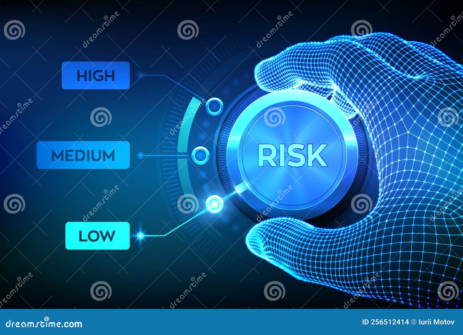 Risk Levels Knob Button. Risk Management Business Concept. Wireframe ...