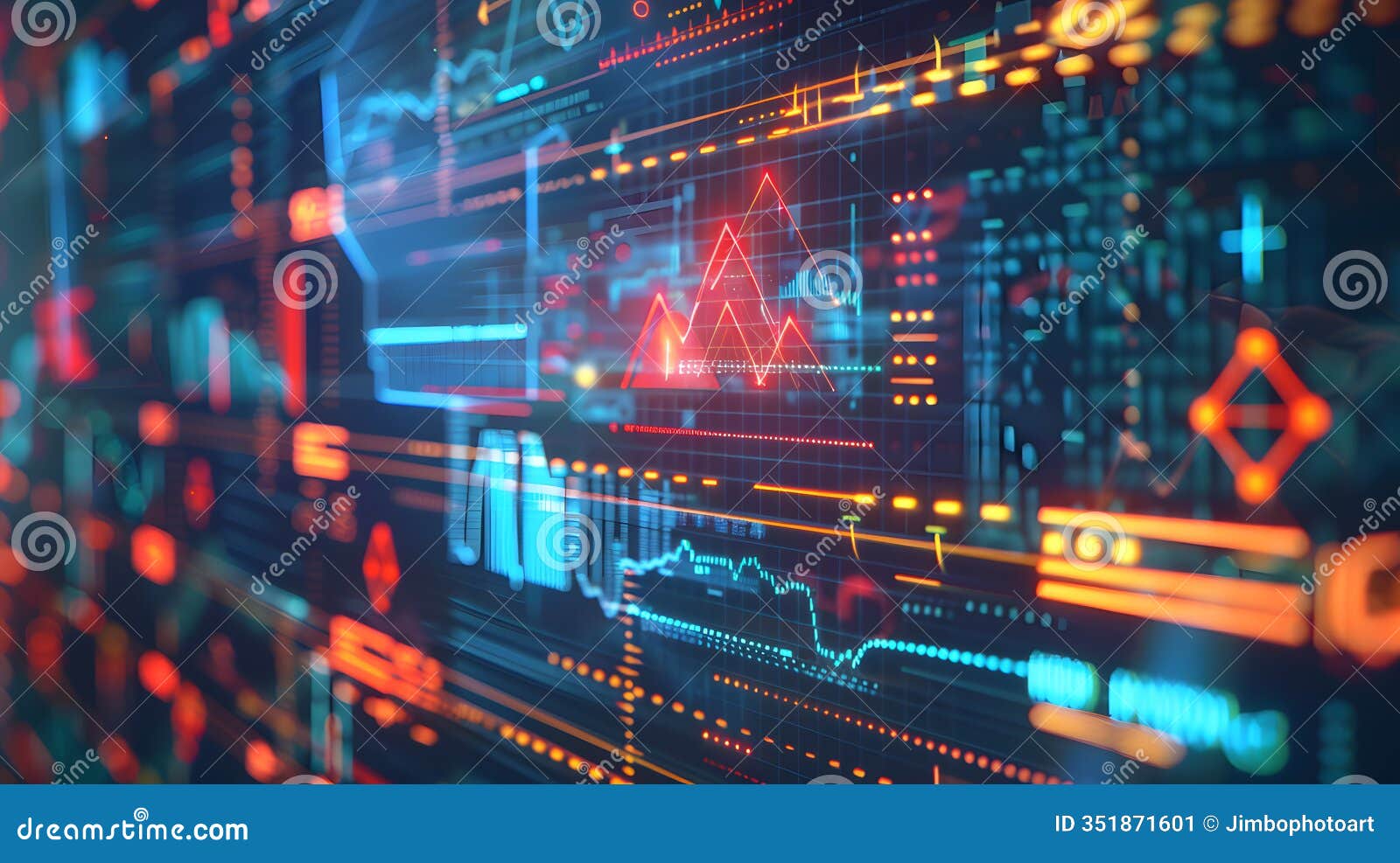 Risk Management Analysis Digital Graph with Caution Stock Illustration ...